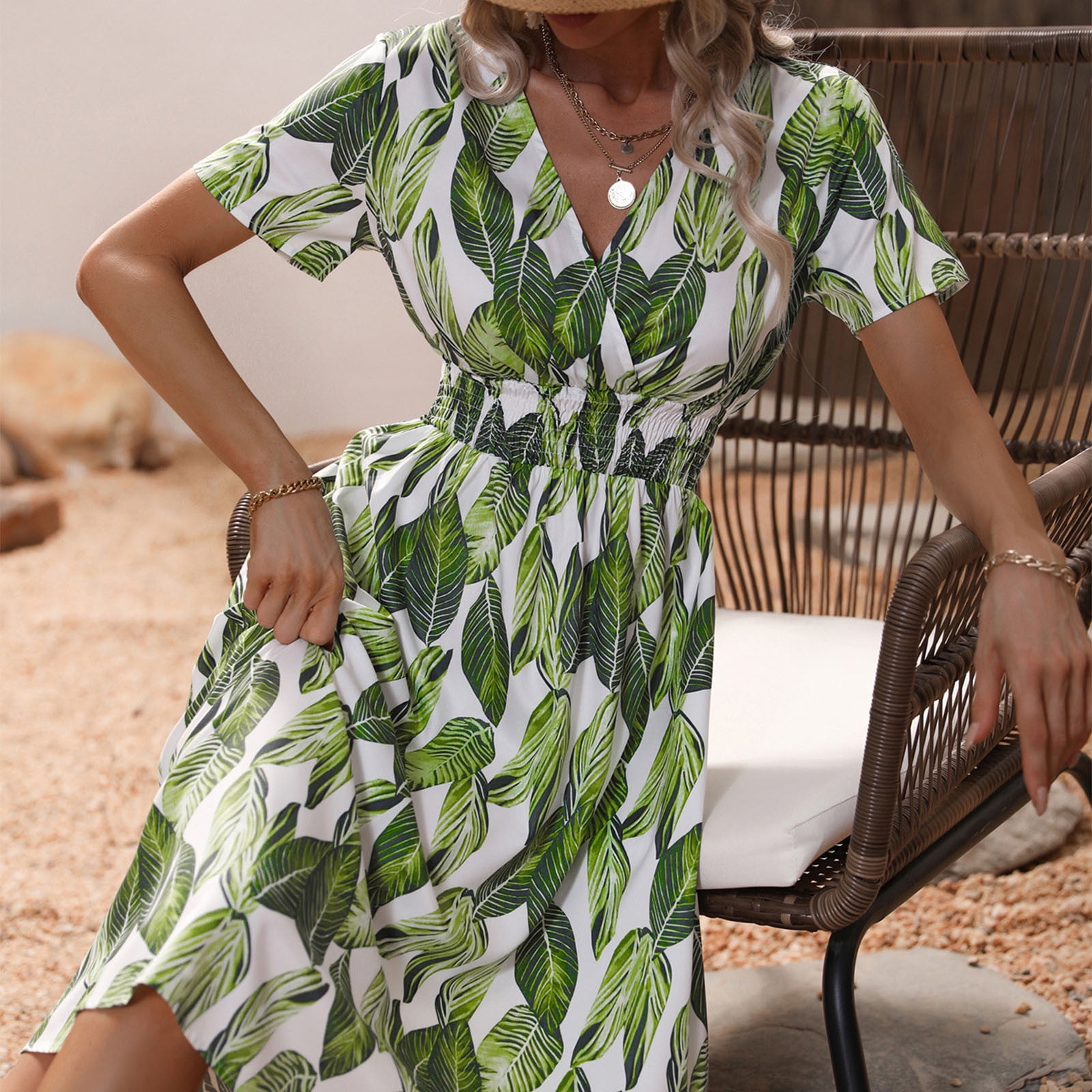 Elegant Sundress: Wycnly Midi Sun Dresses, Summer, V-Neck, Knee-Length ...