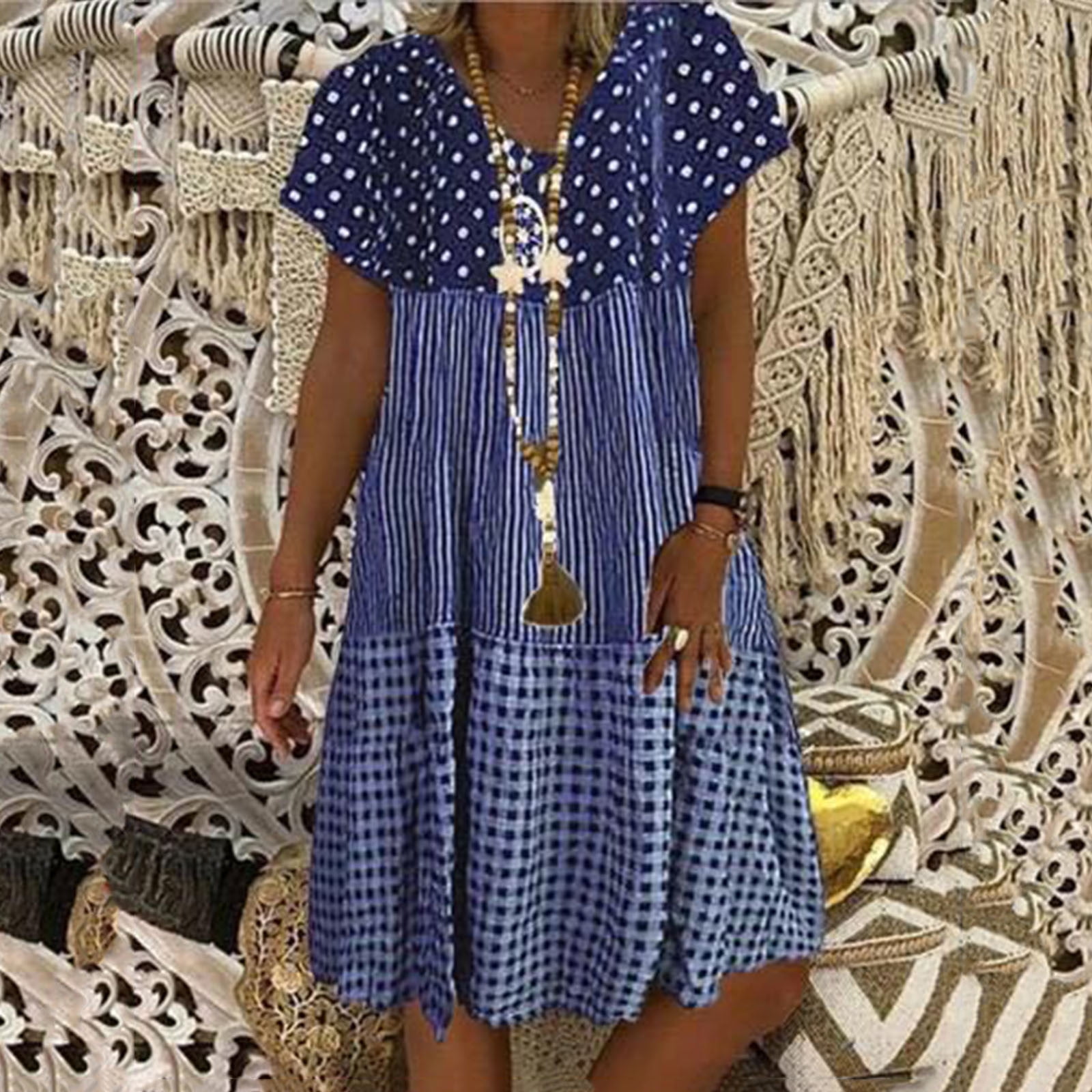 Wycnly Summer Dresses for Women Beach Vacation Loose Swing Tunic Midi ...