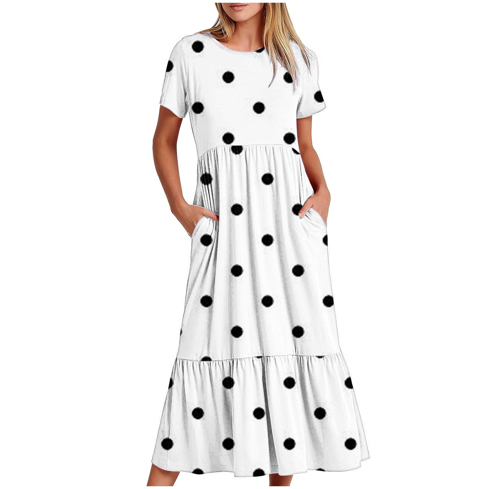 Wycnly Summer Dresses for Women Maxi Dress for Women Pleated Swing ...