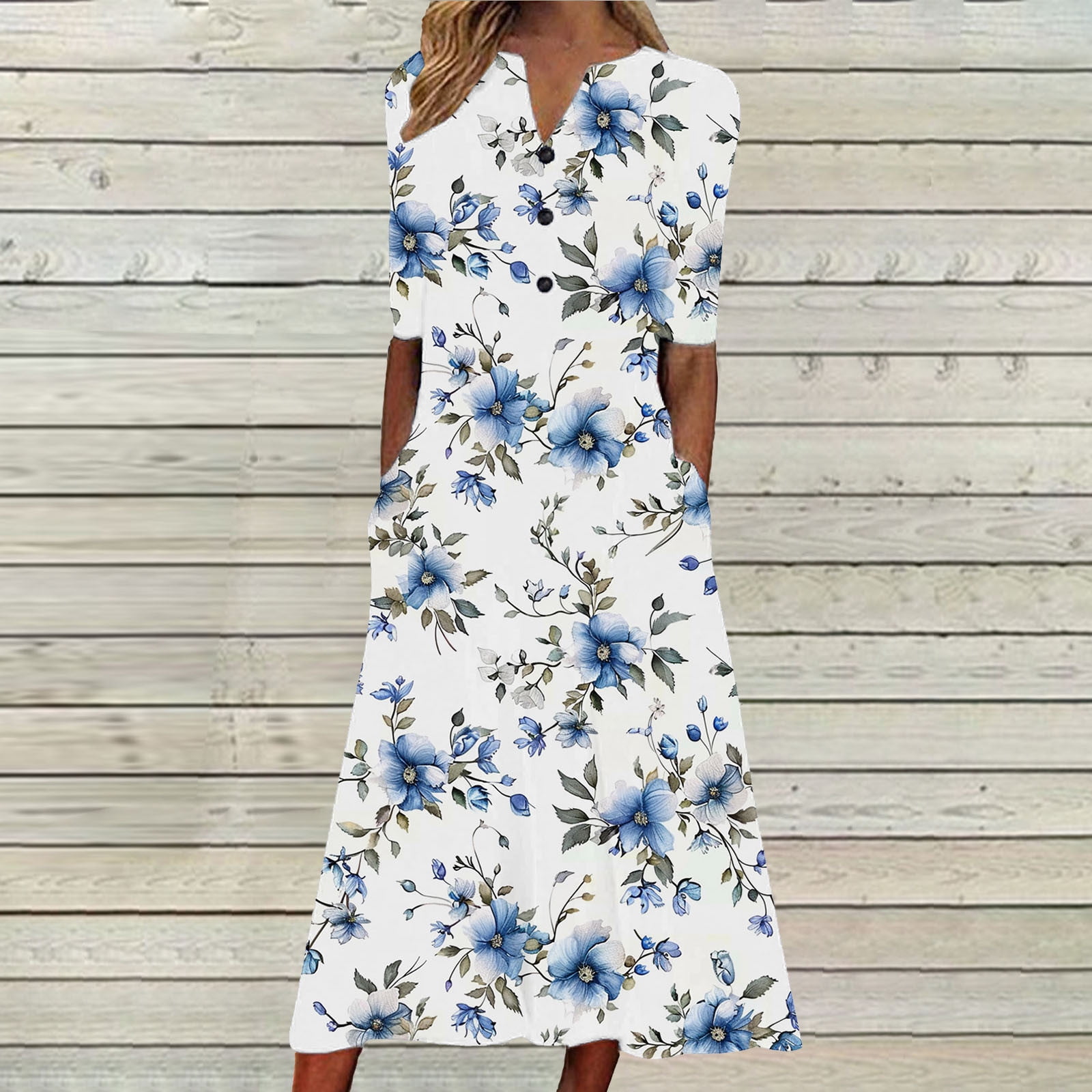 Wycnly Summer Dresses for Women Casual Pocket Button Down Plus Size ...