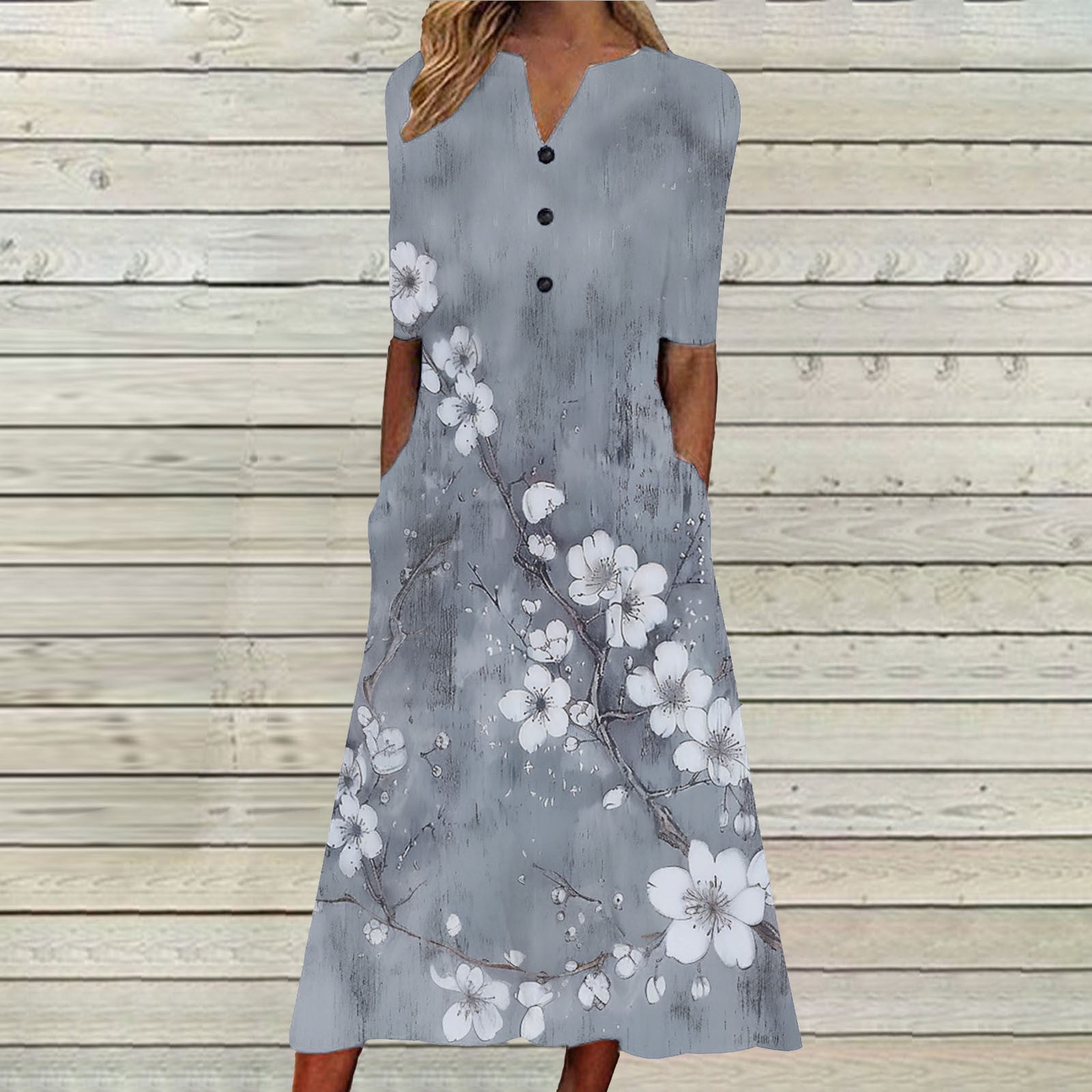 Wycnly Summer Dresses For Women Casual Pocket Button Down Plus Size 6597