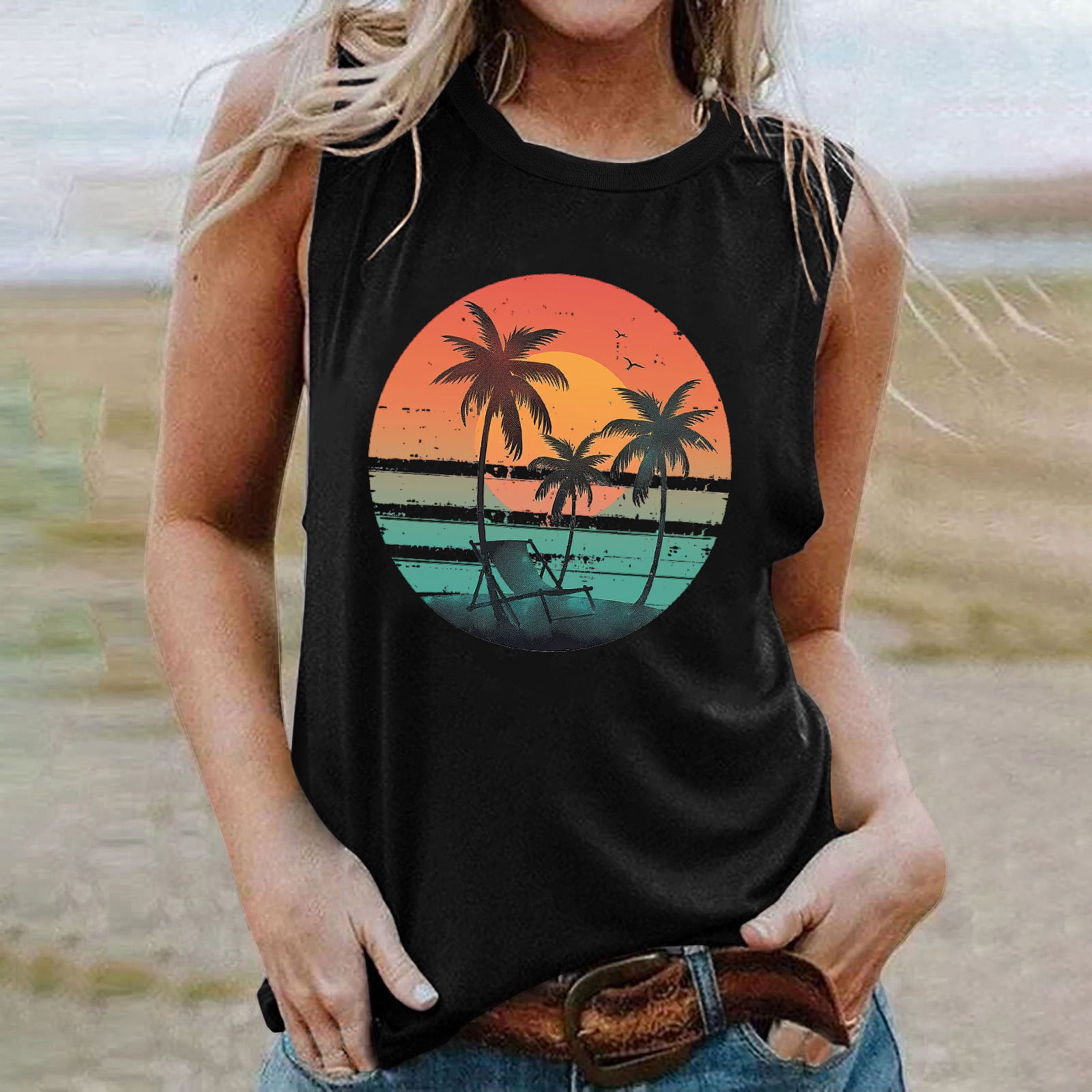 Wycnly Summer Saving Tank Top for Women Tank Tops Summer Hawaiian Beach ...