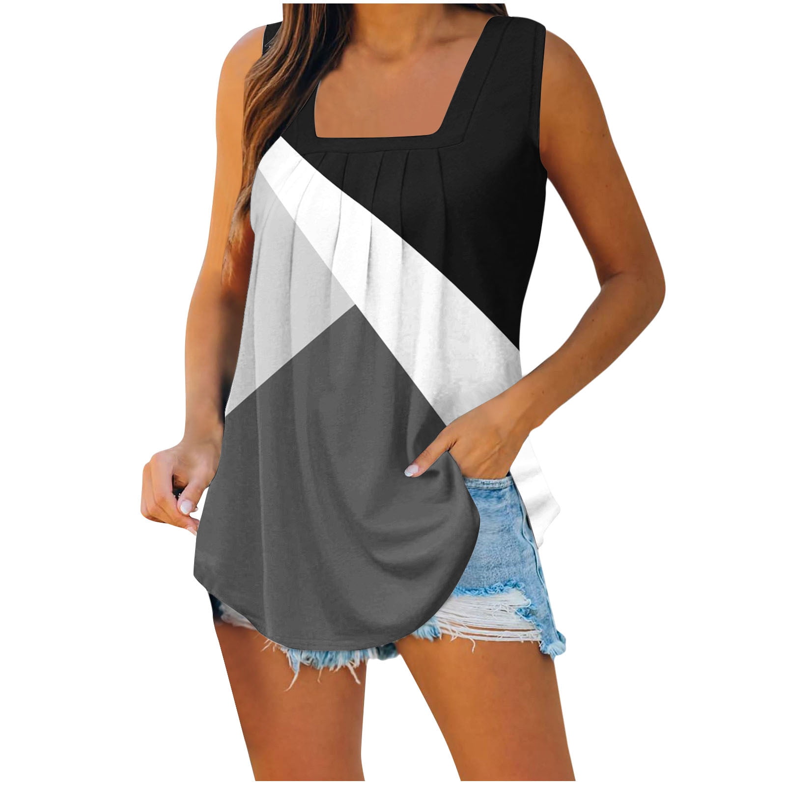Wycnly Summer Saving Clearance Tank Top for Women White Tank Top Loose ...