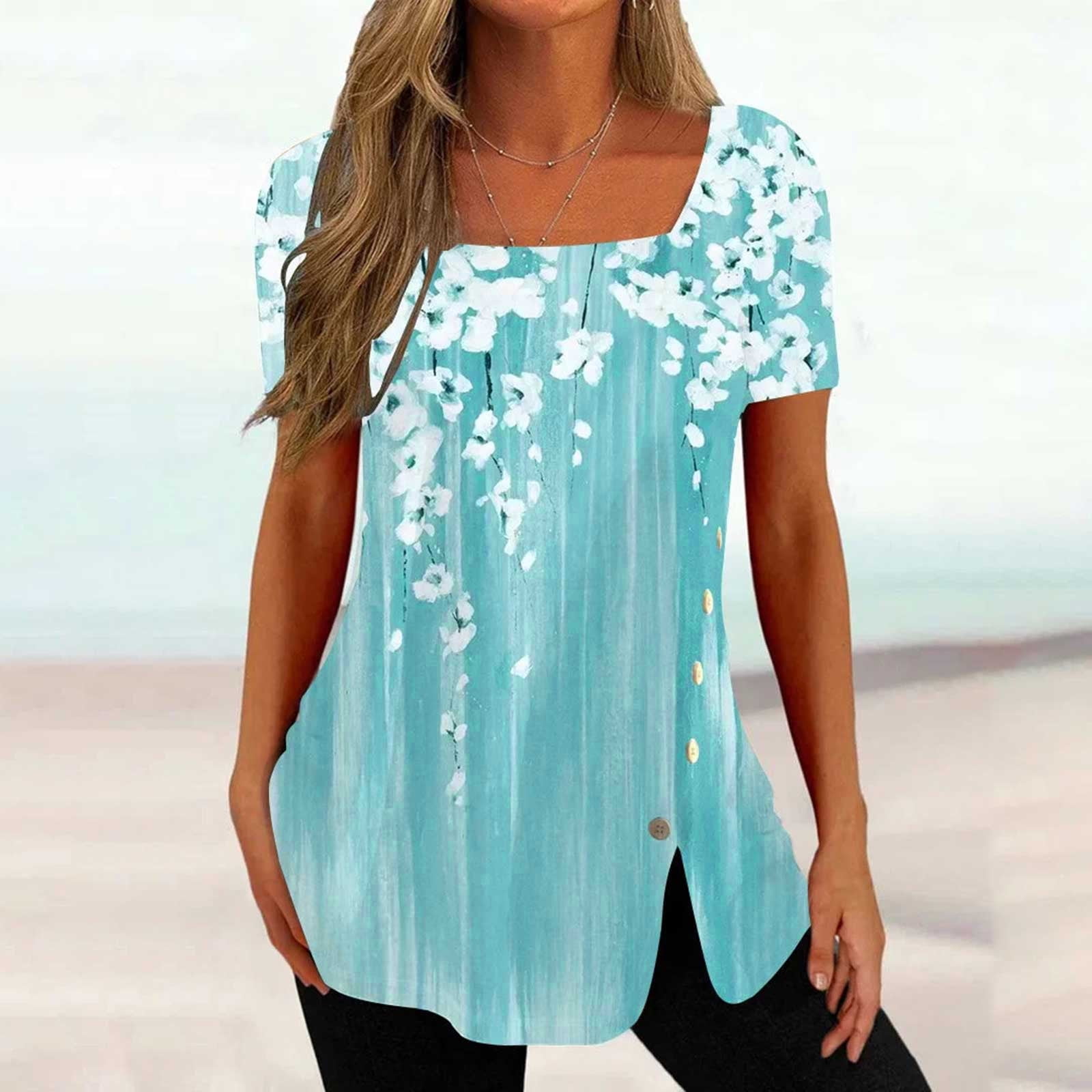 Wycnly Summer Tops for Women 2024 Trendy Summer Tunic Tops Summer Tops ...
