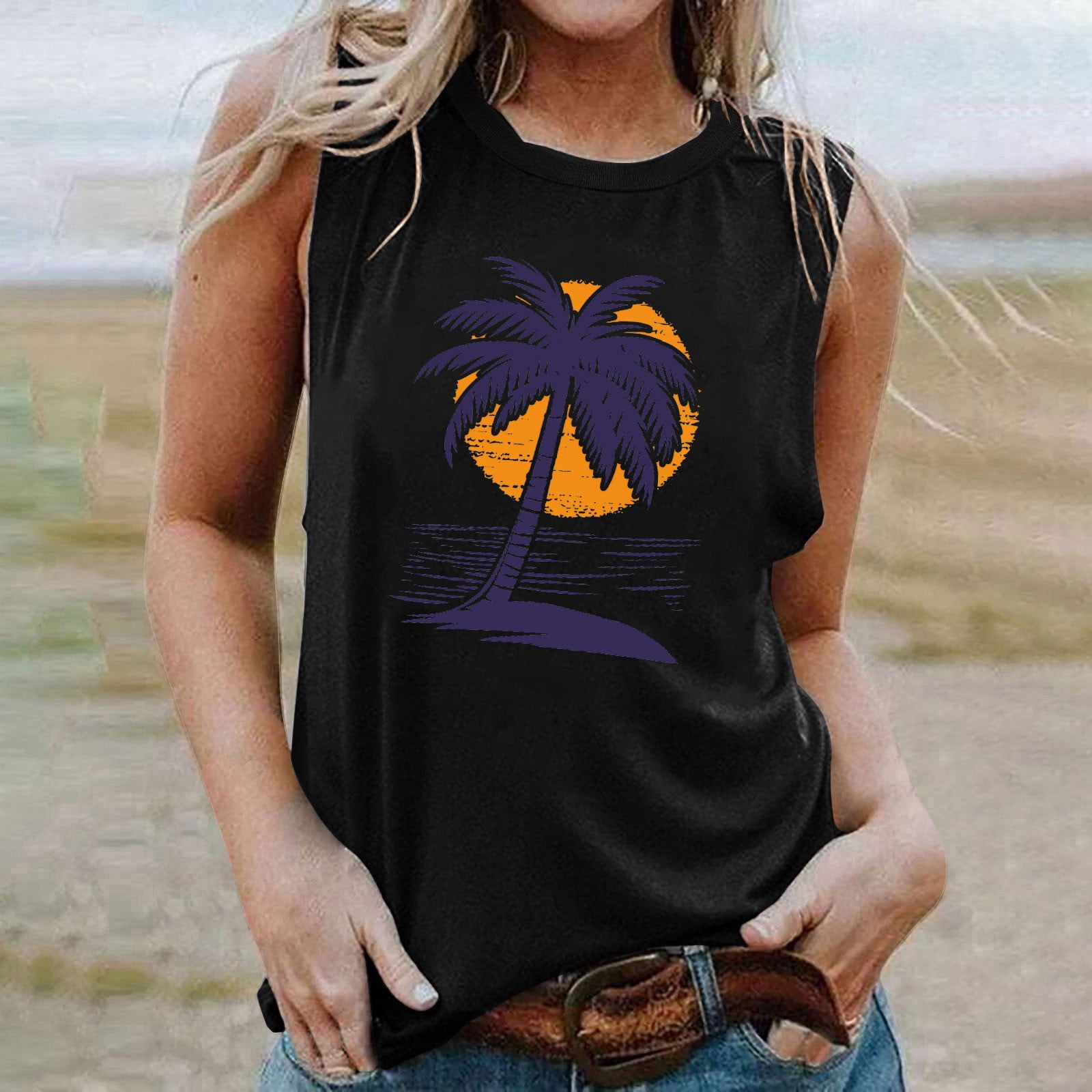 Wycnly Tank Top for Women Summer Tops Hawaiian Beach Vacation Loose ...