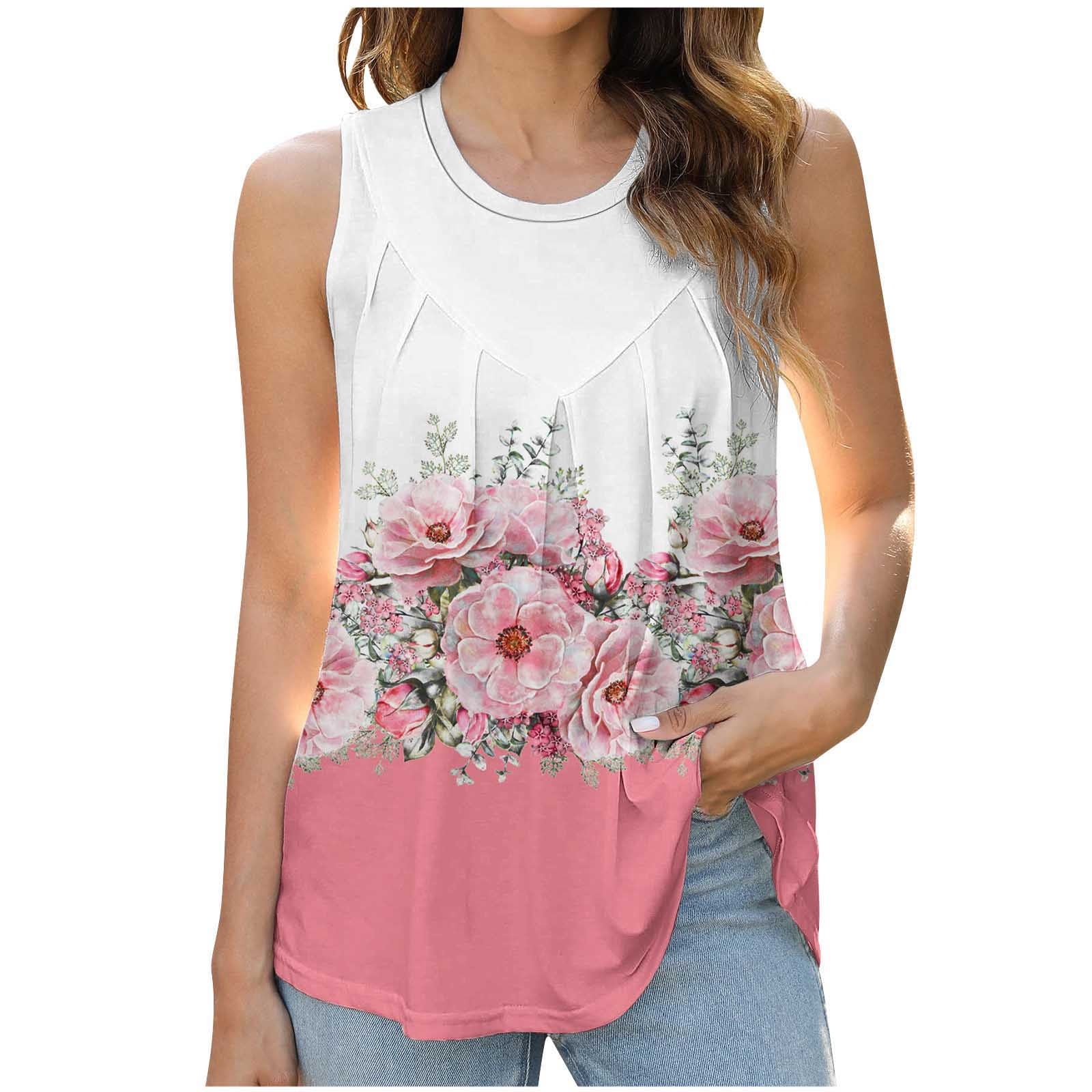 Wycnly Tank Top for Women Tank Tops Lightweight Comfy Loose Pleated ...