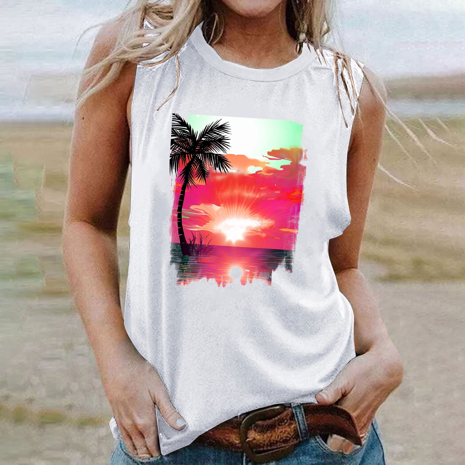 Wycnly Tank Top for Women Summer Tops for Women Comfy Loose Hawaiian ...