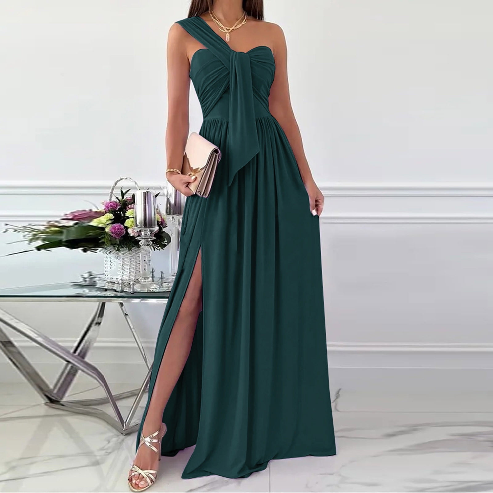 Wycnly Dresses for Women Party Prom Sexy Empire Waist Pleated Swing ...