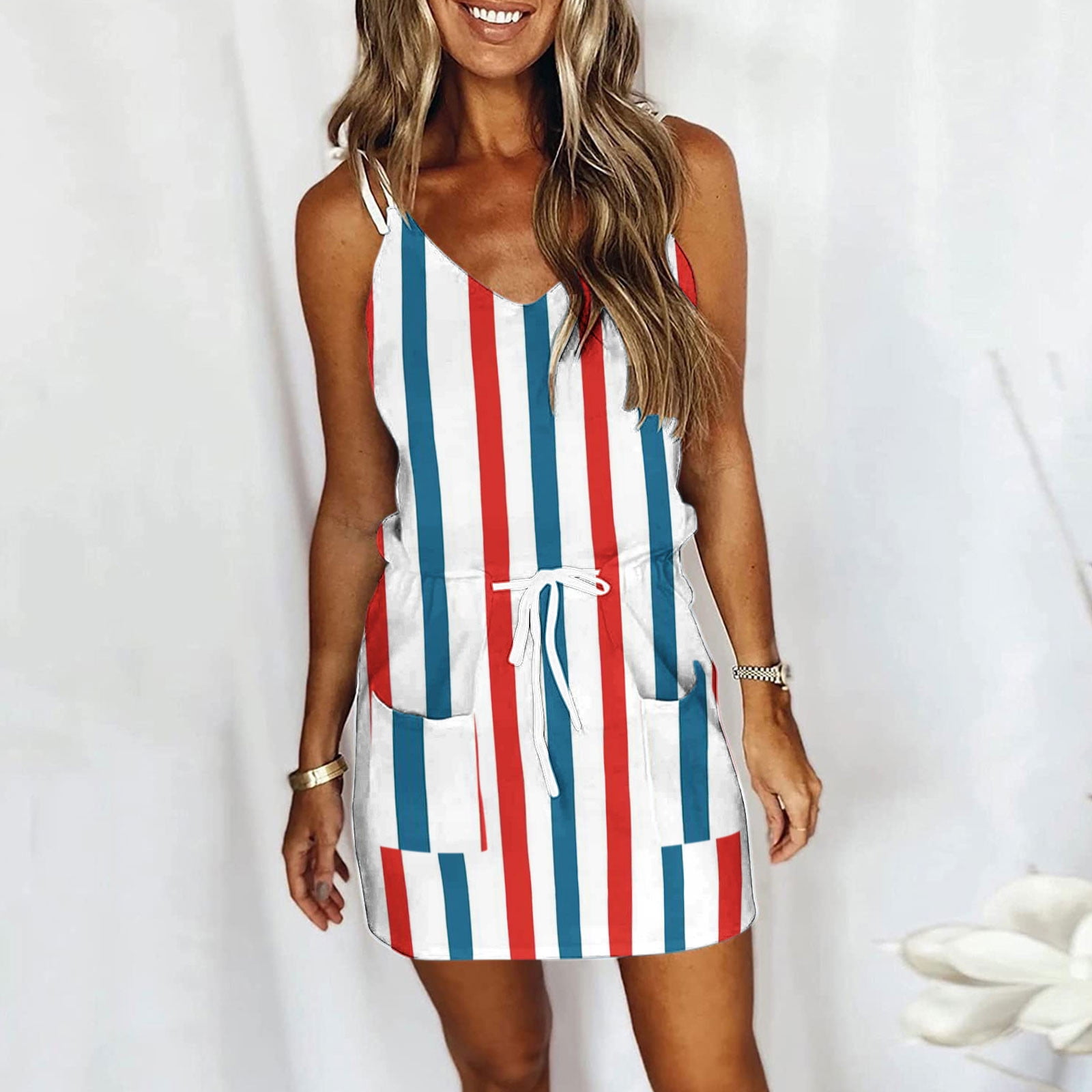 Wycnly Womens Summer Mini Sundress Vacation Floral Print Drawstring ...
