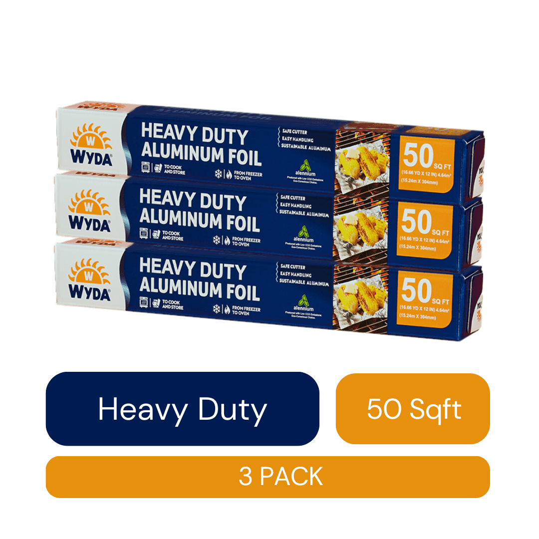Wyda Heavy Duty Aluminum Foil, 50 Sqft Roll, 3 Pack, Thick and ...