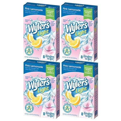 Wyler’S Light Pink Lemonade, Singles To Go, 8 Drink Sticks Per Box, 4 ...