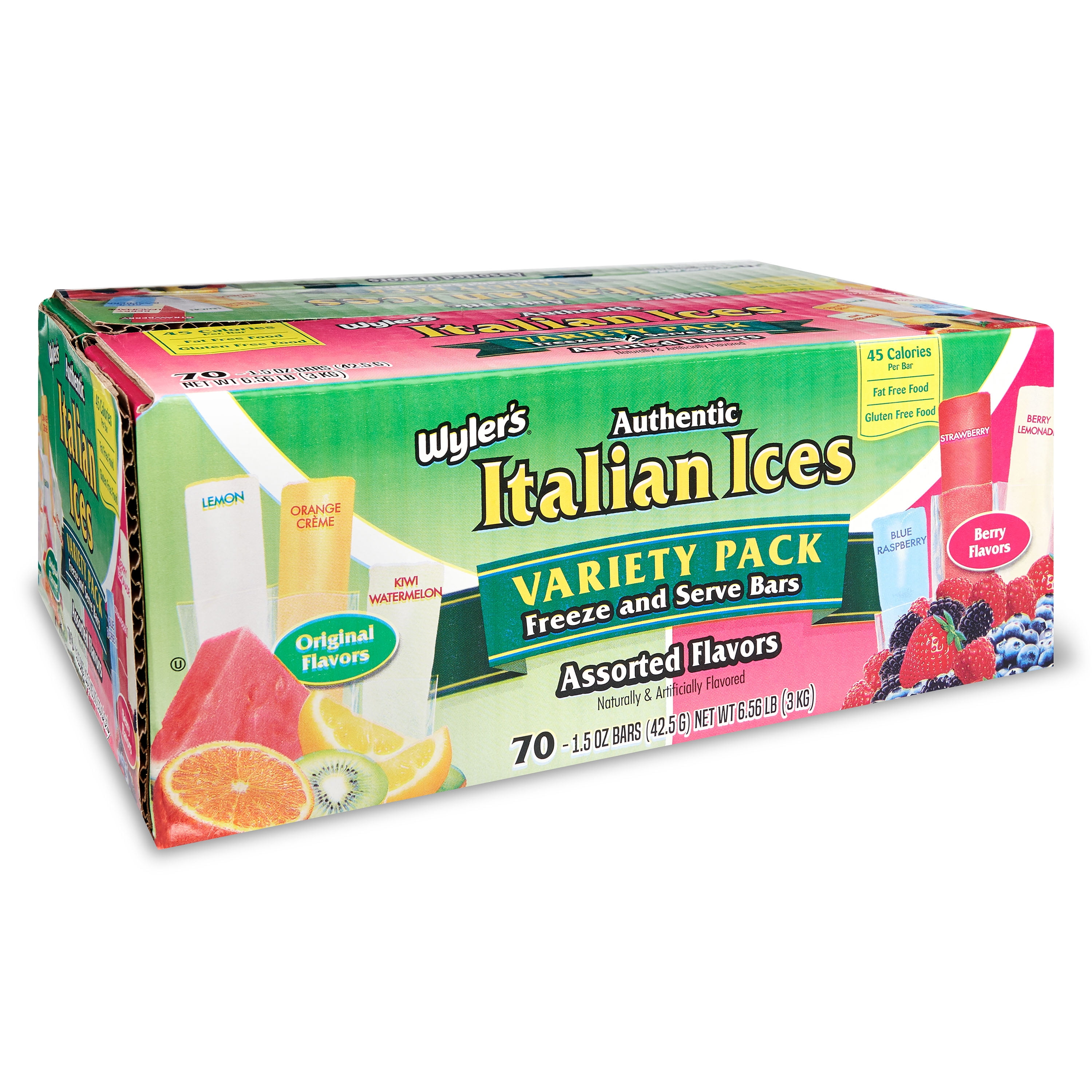 Wyler's Authentic Italian Ices Freeze and Serve Bars Variety Pack, 1.5 ...