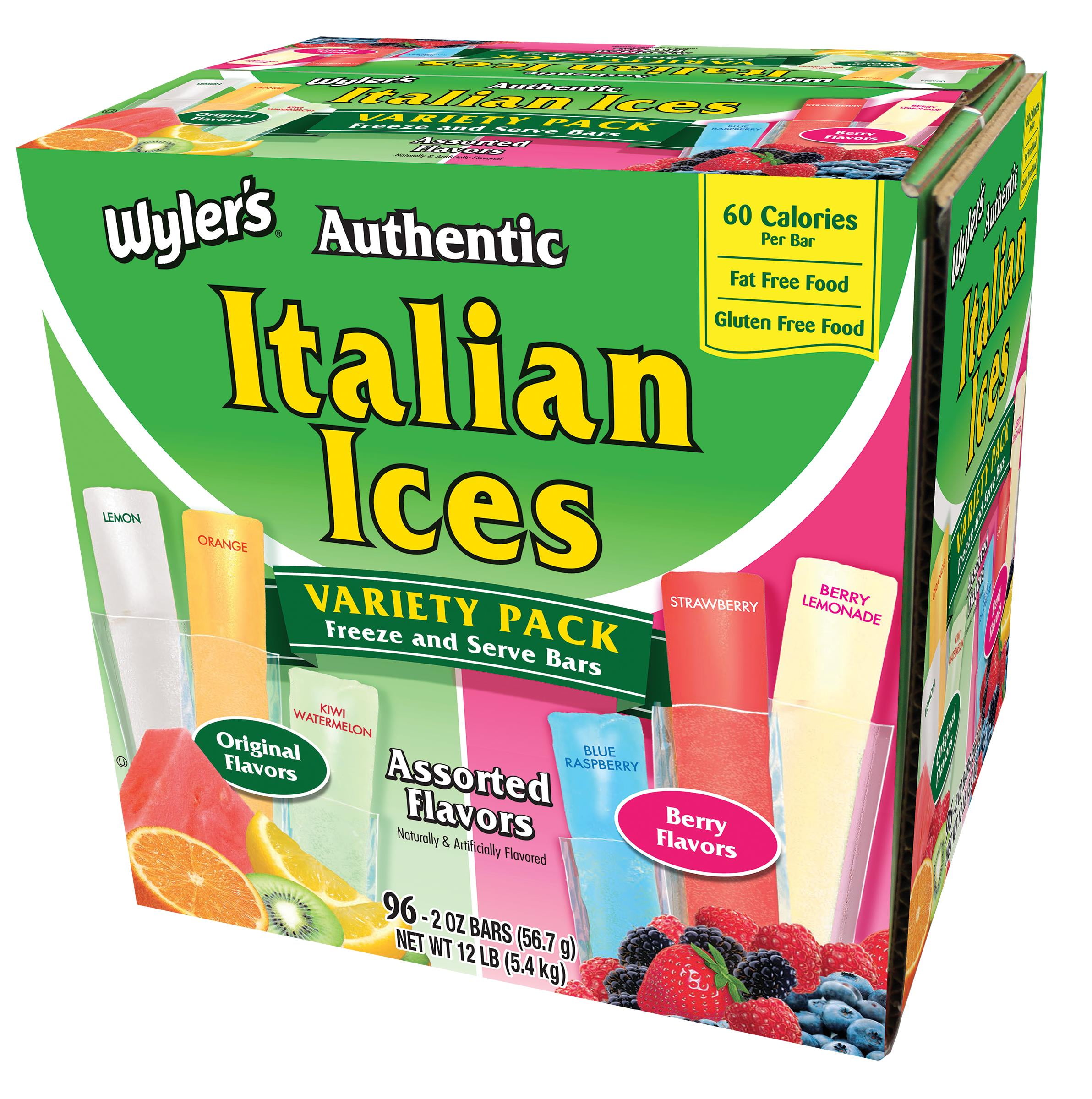 Wyler's Authentic Variety Pack Assorted Fruit Italian Ices, 2 oz, 96 Ct ...