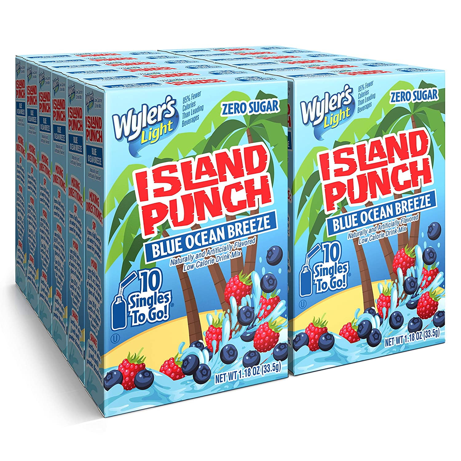 Jel Sert Wyler's Light Island Punch, Blue Ocean Breeze Drink Mix, 10 CT ...