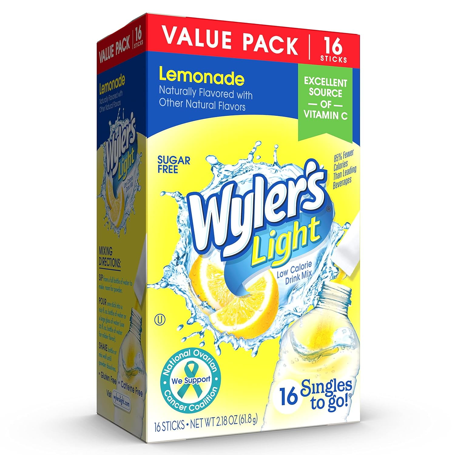 Wyler's Light Lemonade Powder Mix, Singles To Go, 10 Calories, 16 ...