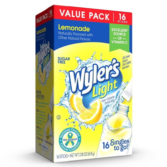 Wyler's Light Lemonade Powder Mix, Singles To Go, 10 Calories, 16 ...