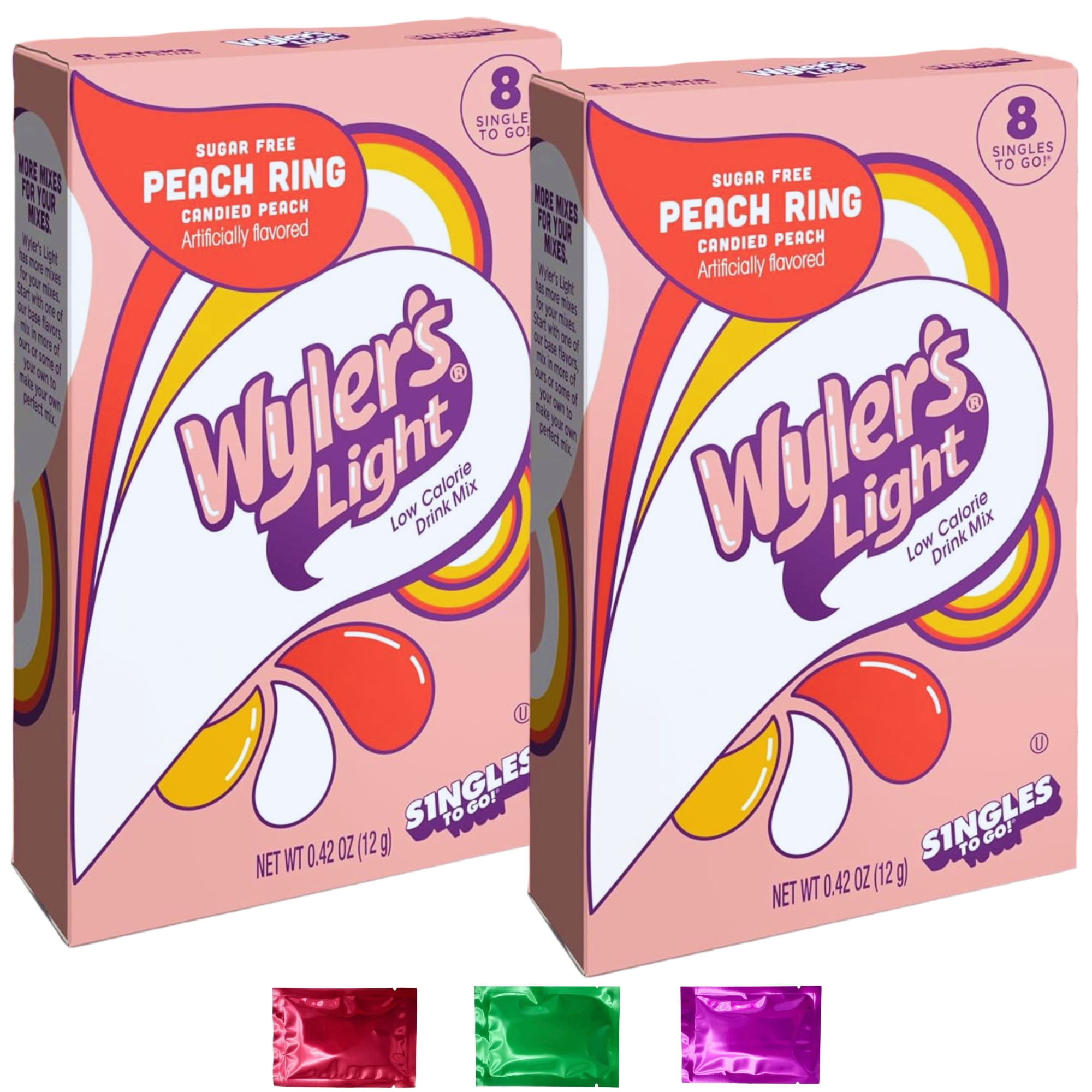Wyler's Light Peach Ring Flavor Watertok Powder Packets, Water Drink ...