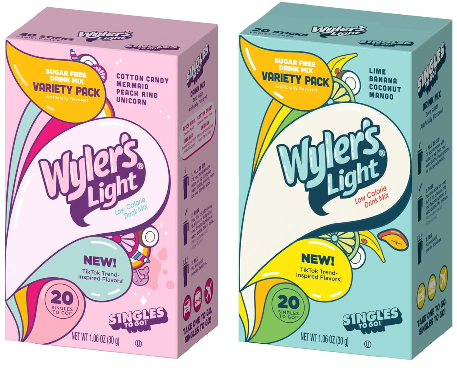 Wyler's Light TikTok Bundle, 1 Pink Variety Pack, 1 Blue Variety Pack ...