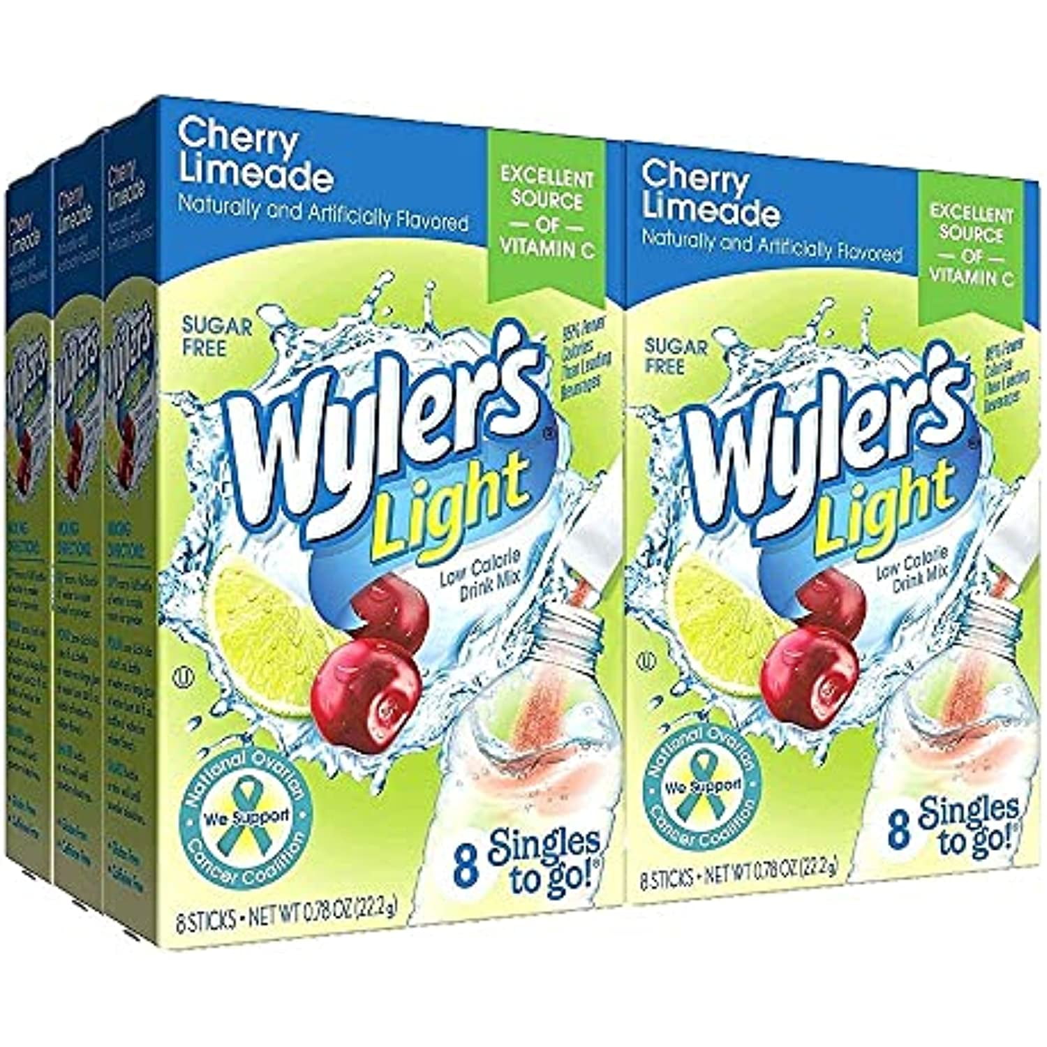 Wylers Light Singles To Go, Sugar-Free Cherry Limeade Drink Mix, 48 ...