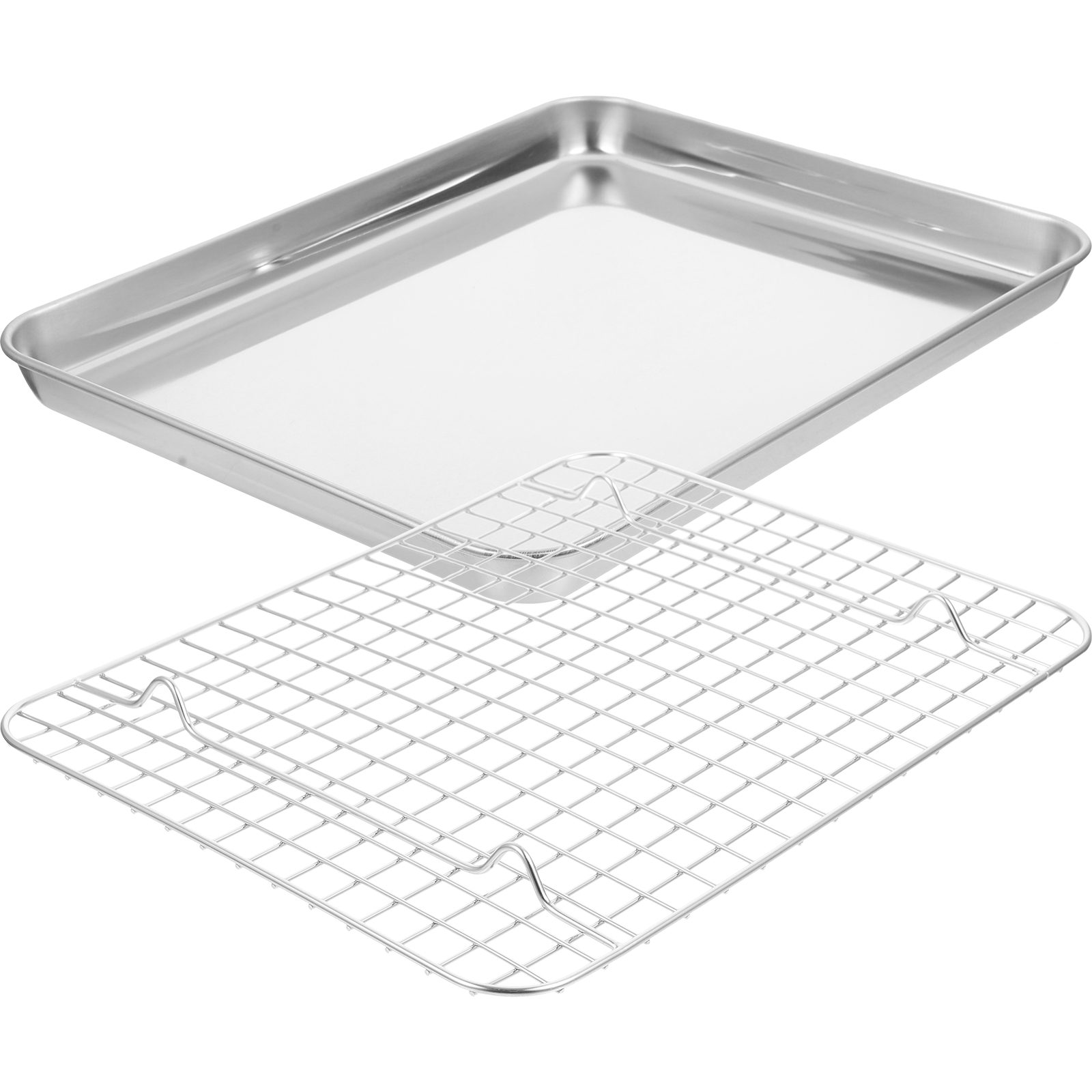 WynBing 1 Set Stainless Steel Baking Tray with Wire Rack Baking Pan ...