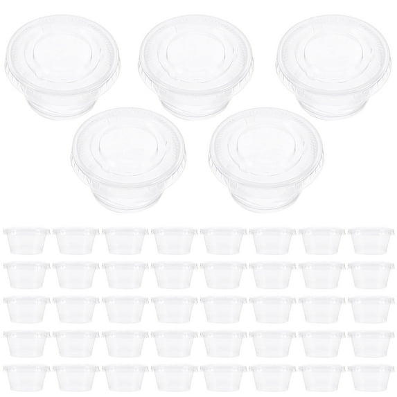 WynBing 100Pcs Disposable Sauce Cup with Lid Ketchup Condiments Sauces ...