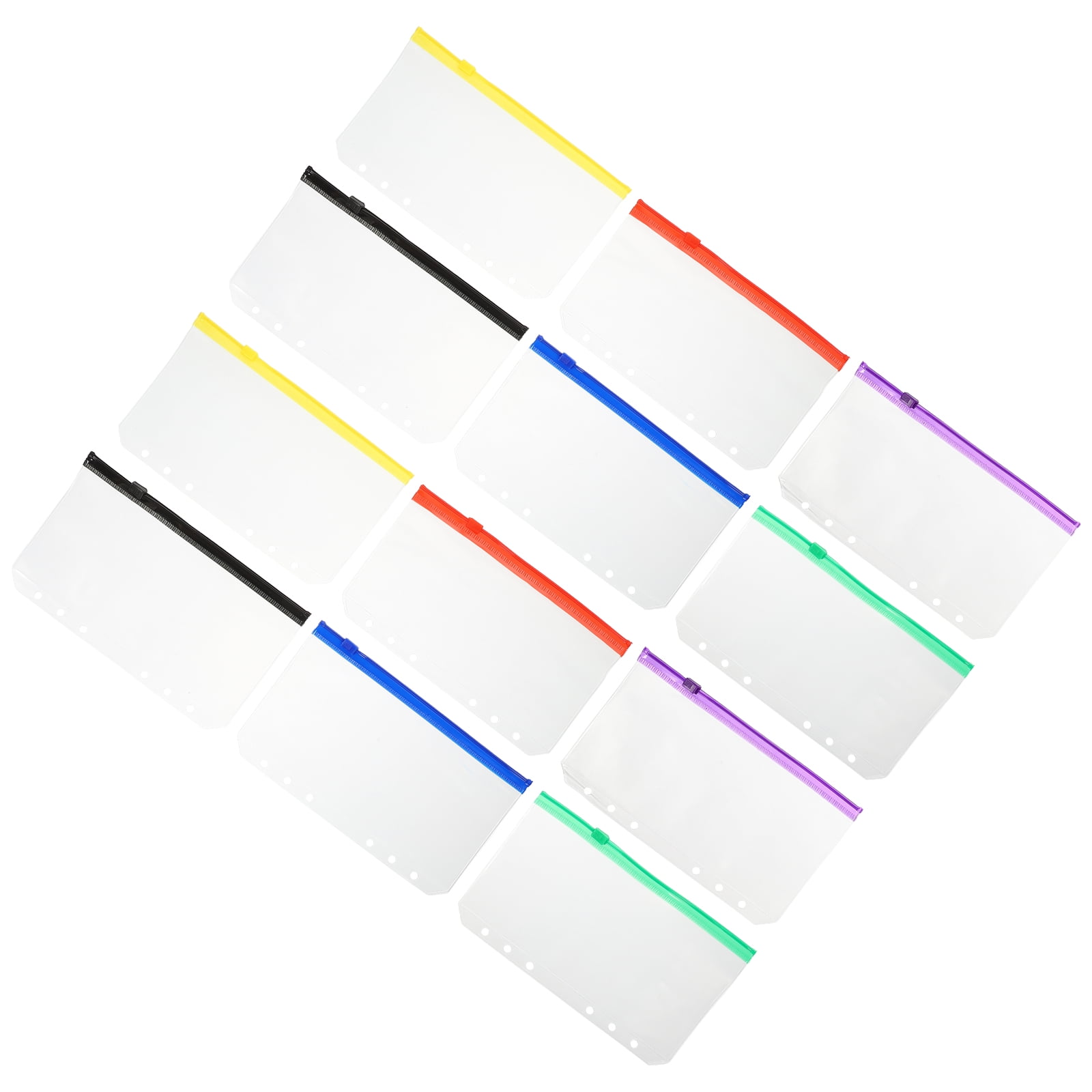 WynBing 12pcs Binder Zip Pouch 6-ring Zipper Bag Removable Zipper Pouch ...
