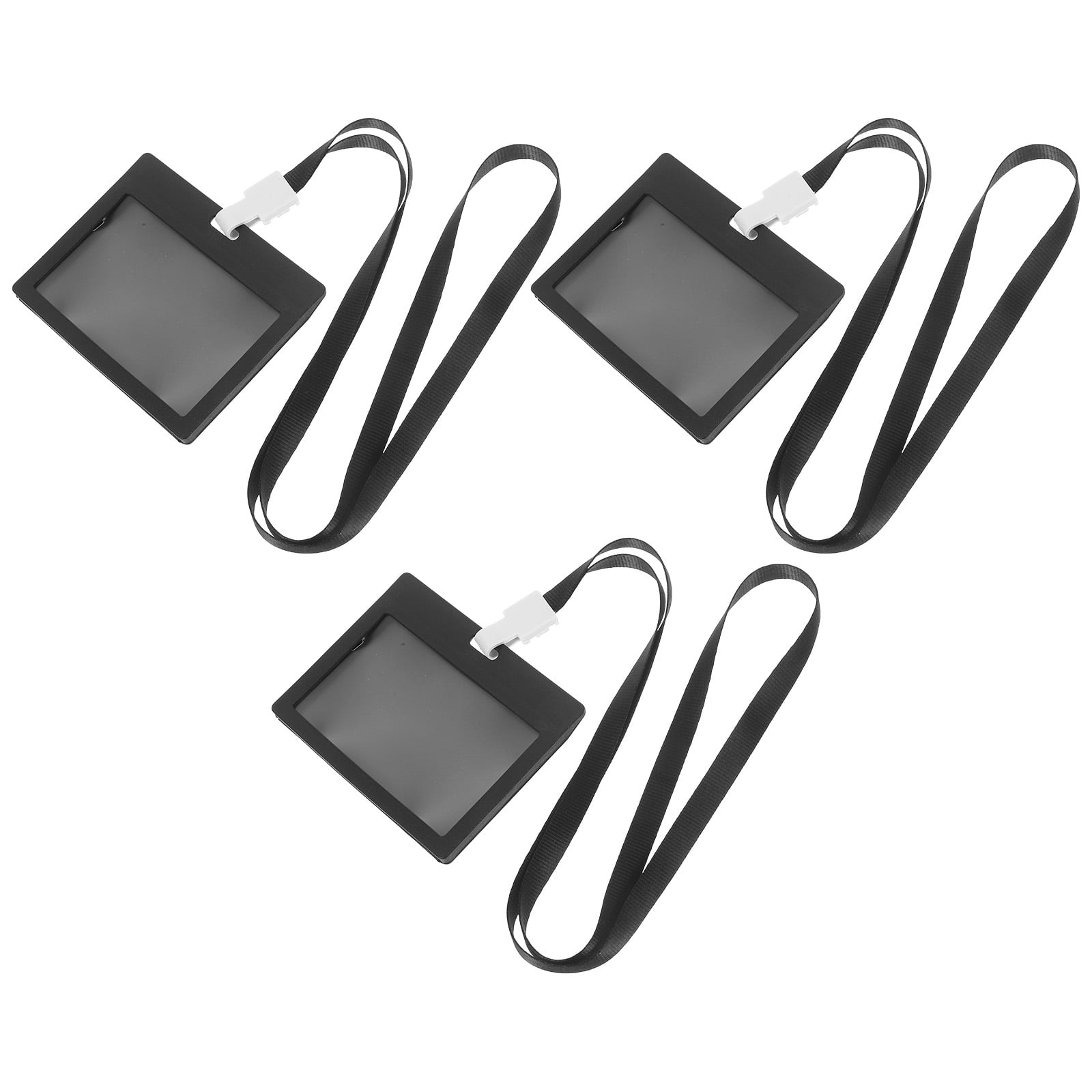 WynBing 3 Sets Clear Card Holder with Lanyard ID Cards Sleeve Working ...