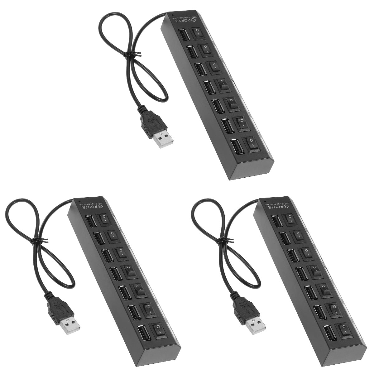 WynBing 3pcs Usb Hub 7-port Usb Connector Multi Usb Port Splitter For ...
