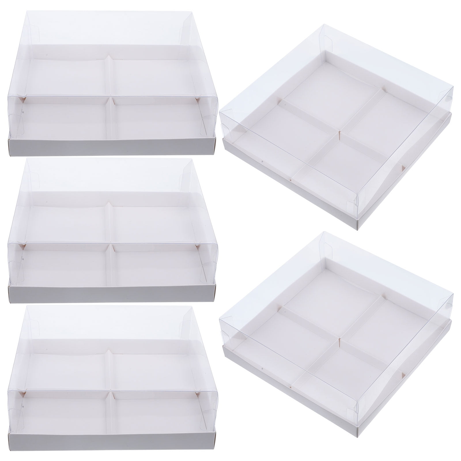 WynBing 5pcs Donut Boxes Clear Bakery Box Compartment Cake Packaging ...