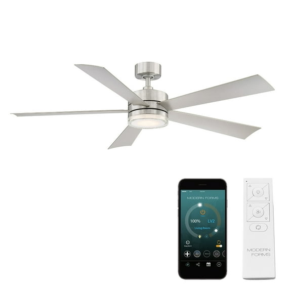Modern Forms Wynd 60in Indoor/Outdoor Smart Ceiling Fan, Stainless ...