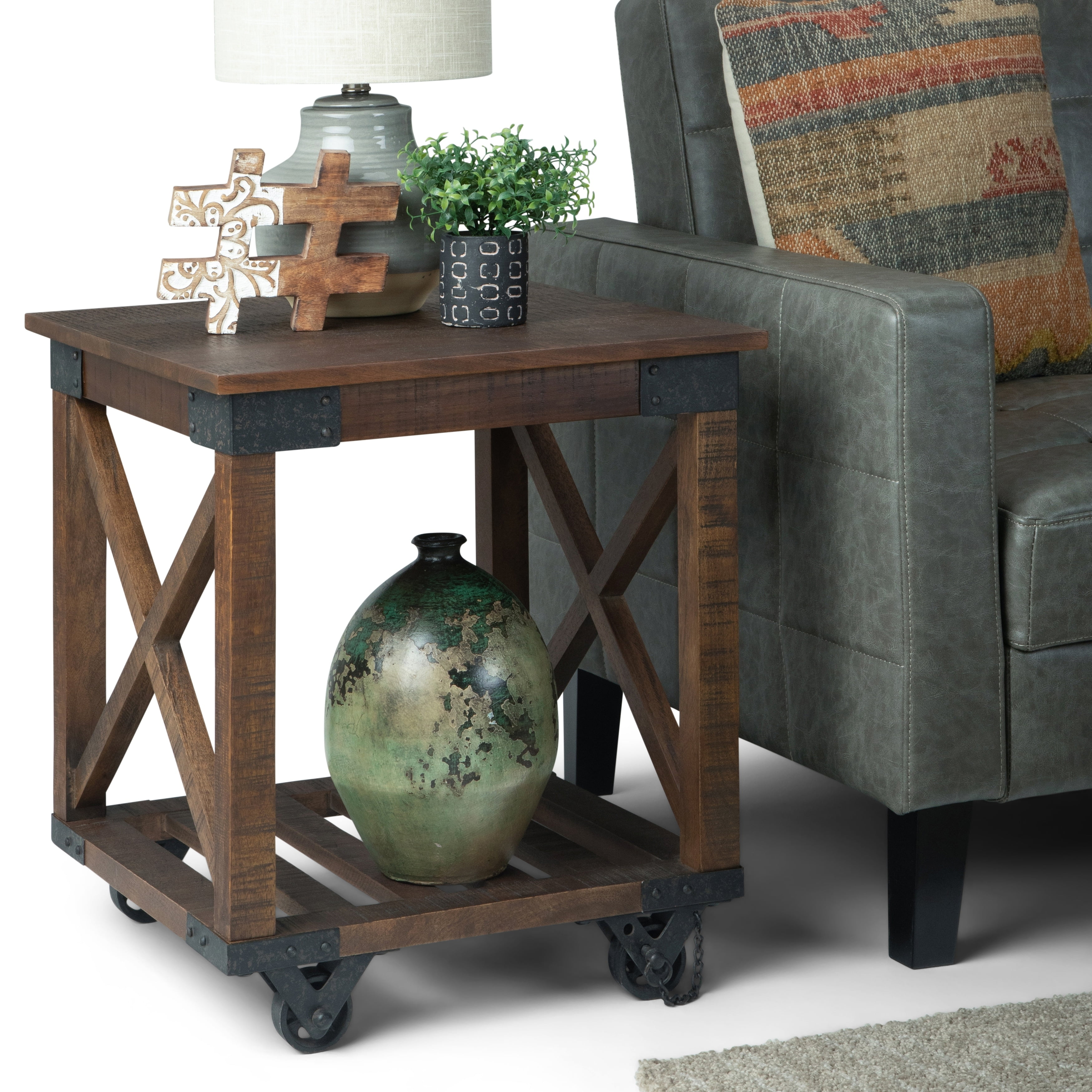 WyndenHall Barrie SOLID MANGO WOOD and Metal 20 inch Wide Square ...