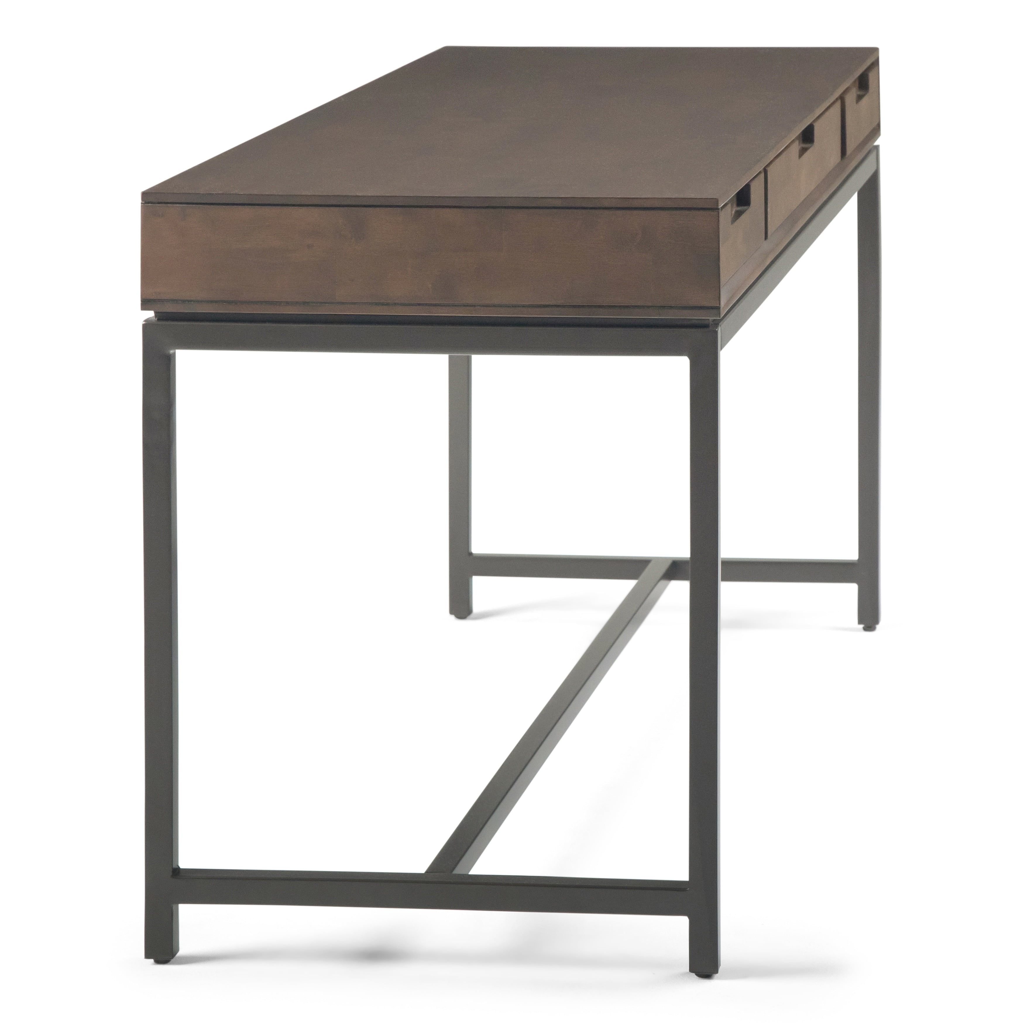 WyndenHall Devlin SOLID HARDWOOD Industrial 60 inch Wide Desk Walnut ...