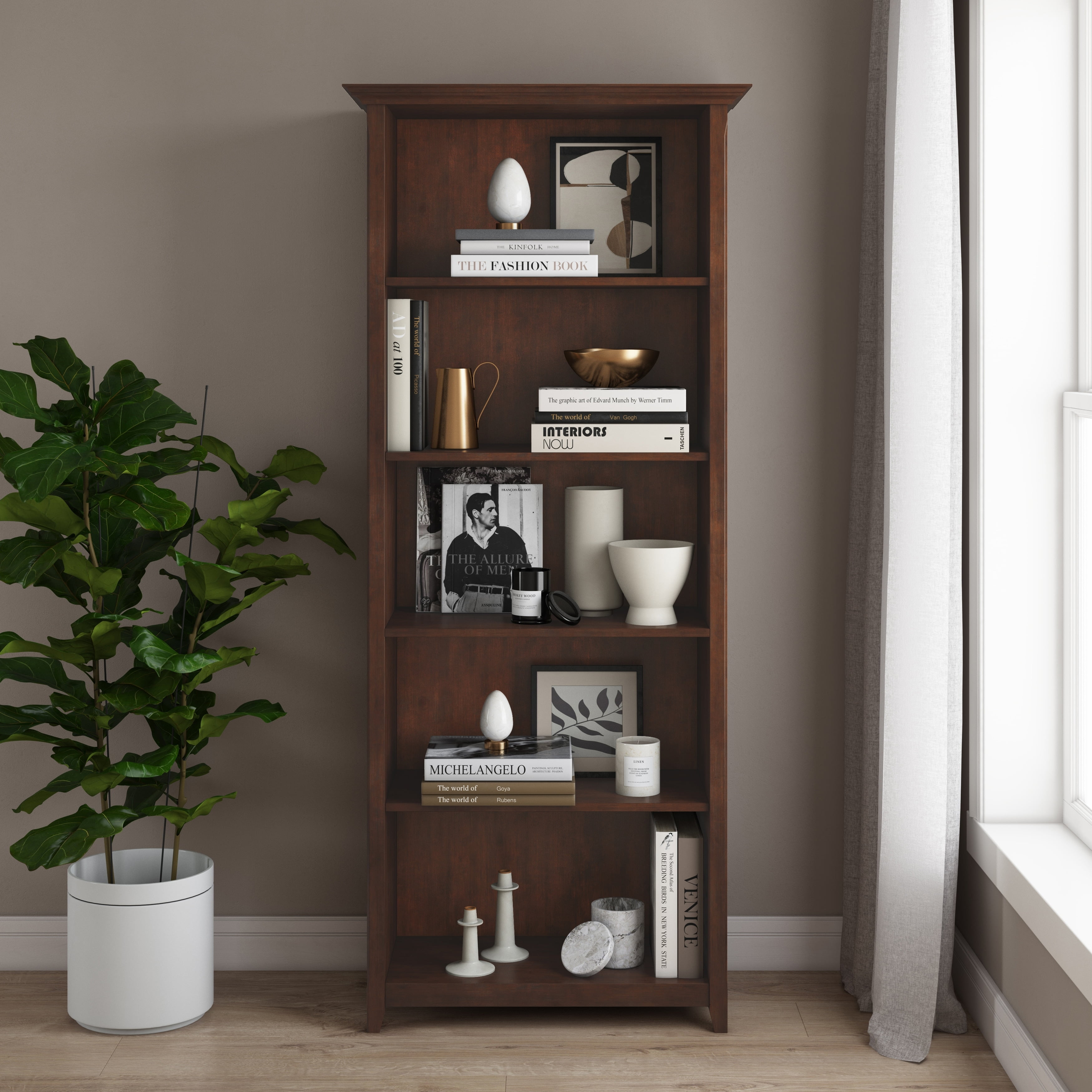 WyndenHall Halifax Solid Wood Transitional 5-shelf Bookcase - 30"w x 14 ...
