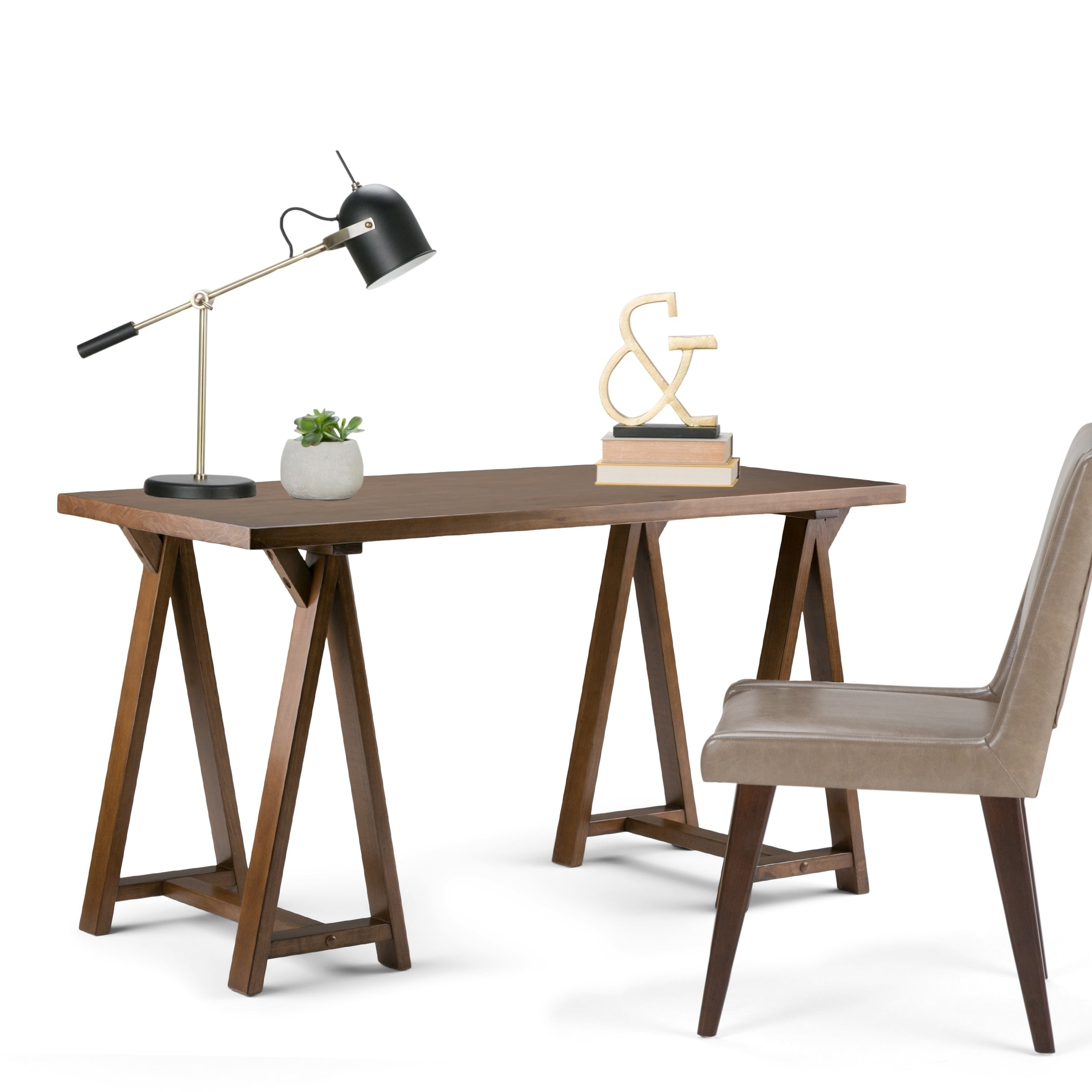 WyndenHall Hawkins SOLID WOOD Modern Industrial 56 inch Wide Writing ...