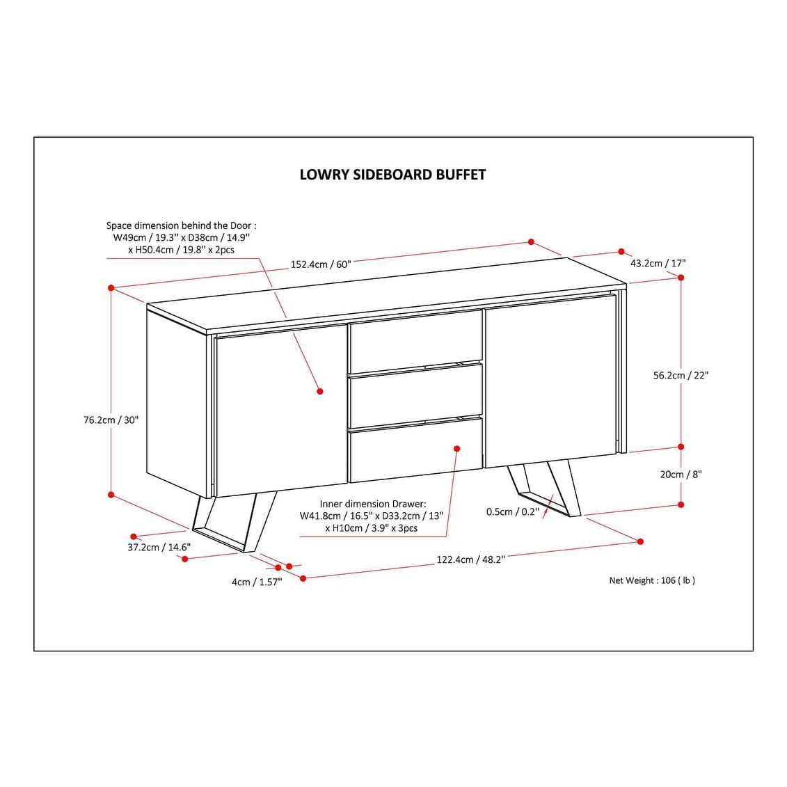 WyndenHall Mitchell Metal 60 inch Wide Rectangle Modern Industrial ...