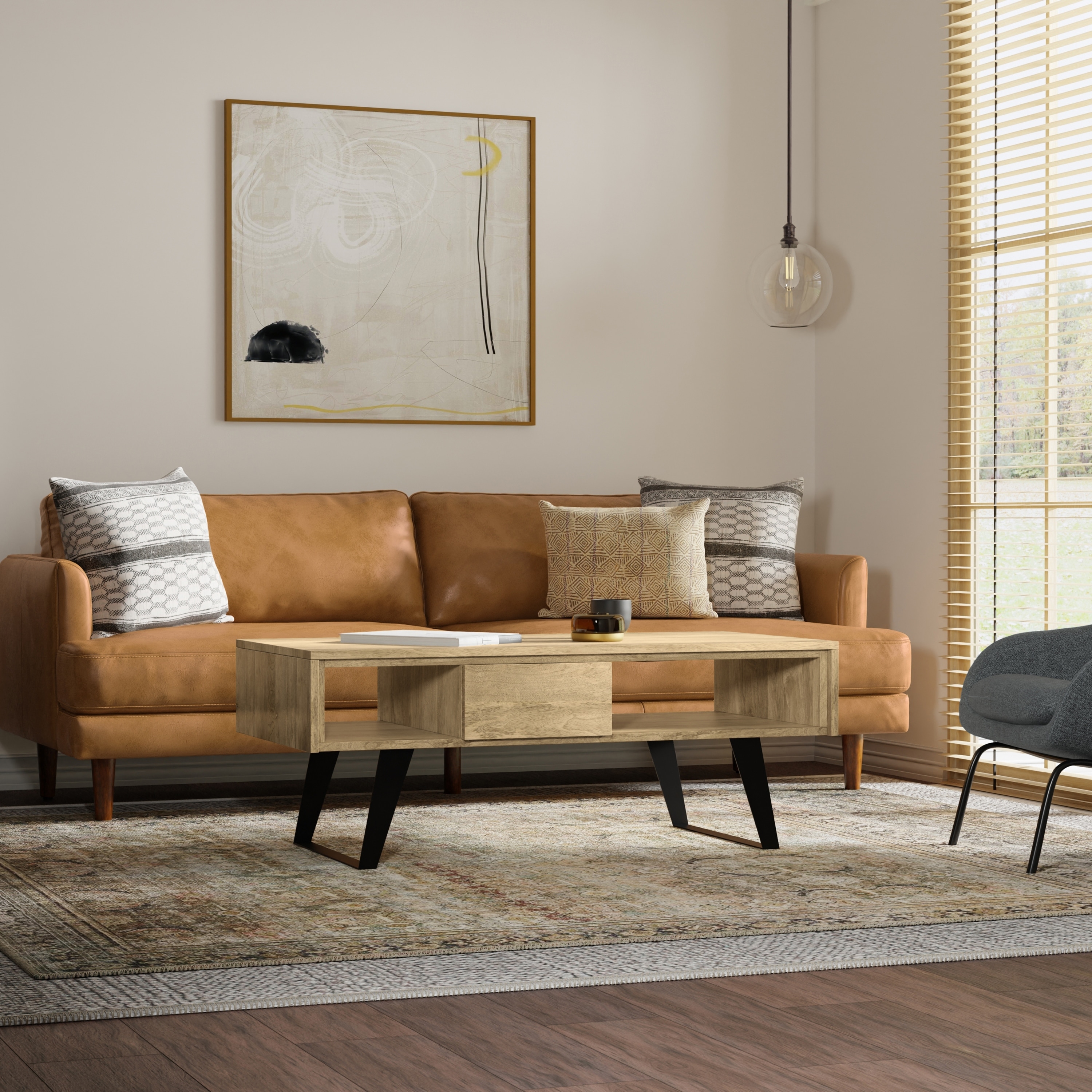 WyndenHall Mitchell SOLID WOOD & Metal 48 inch Wide Rectangle Modern ...