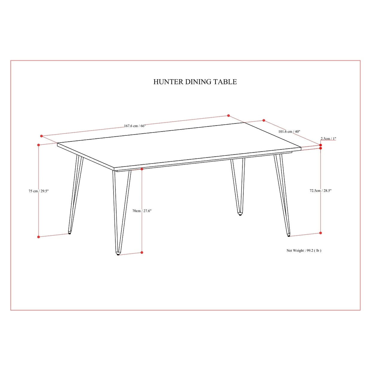 WyndenHall Moreno Industrial Wood Dining Table Legs Oak 66.1 inches ...