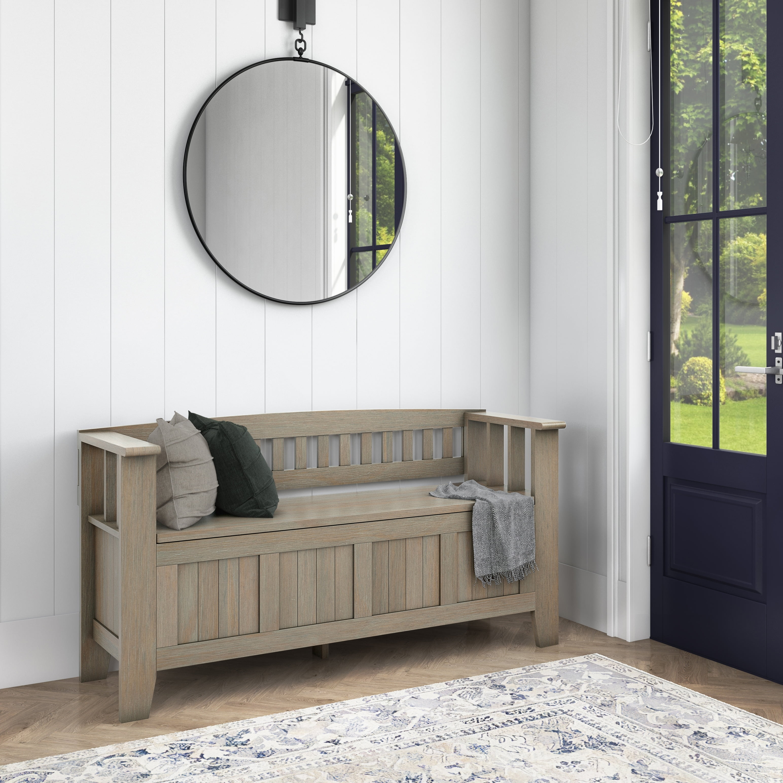 WyndenHall Normandy 48-inch Solid Wood Entryway Storage Bench ...