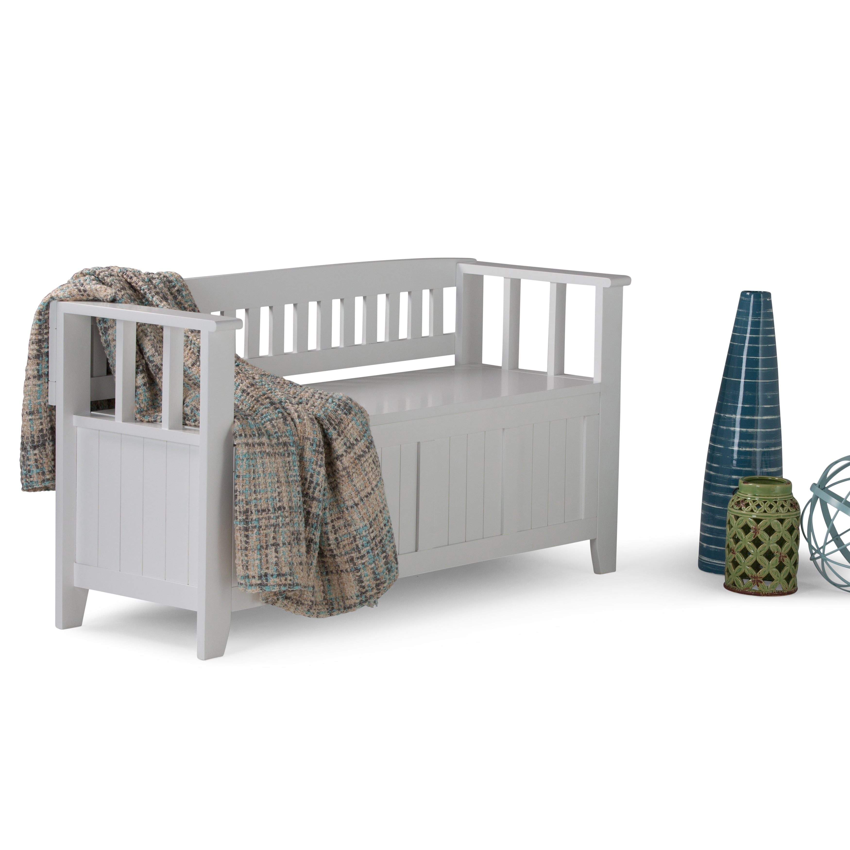 WyndenHall Normandy Solid Wood 48-inch Entryway Storage Bench Storage ...