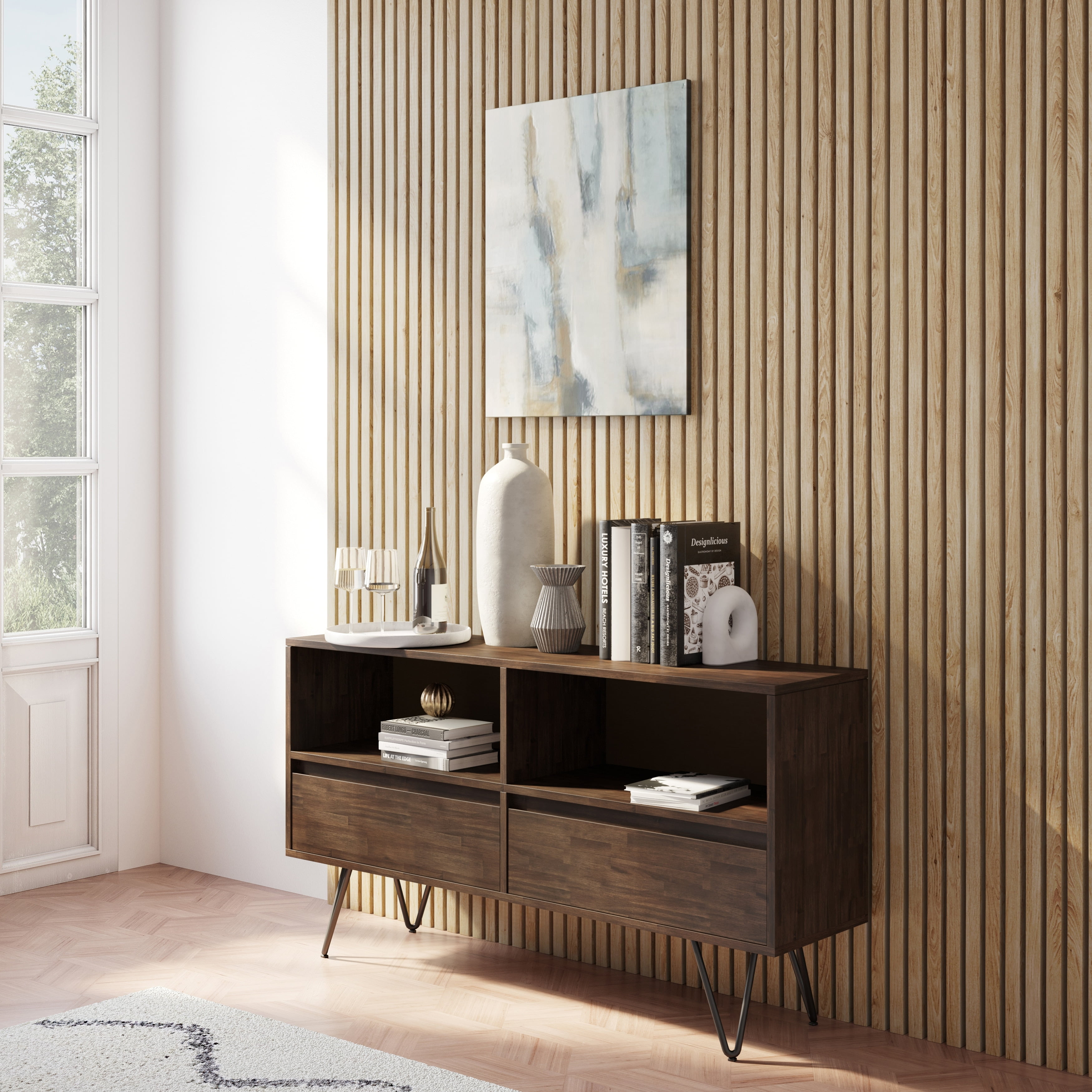 WyndenHall Saylor SOLID ACACIA WOOD and Metal 30x54 inch Rectangle ...