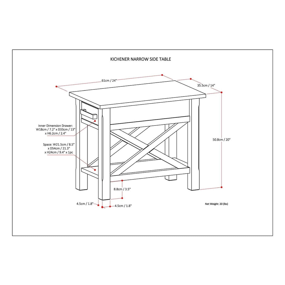 WyndenHall Waterloo SOLID WOOD 14 inch Wide Rectangle Contemporary ...