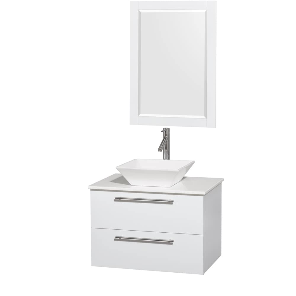 Wyndham Collection Amare 30 inch Single Bathroom Vanity in Glossy White ...