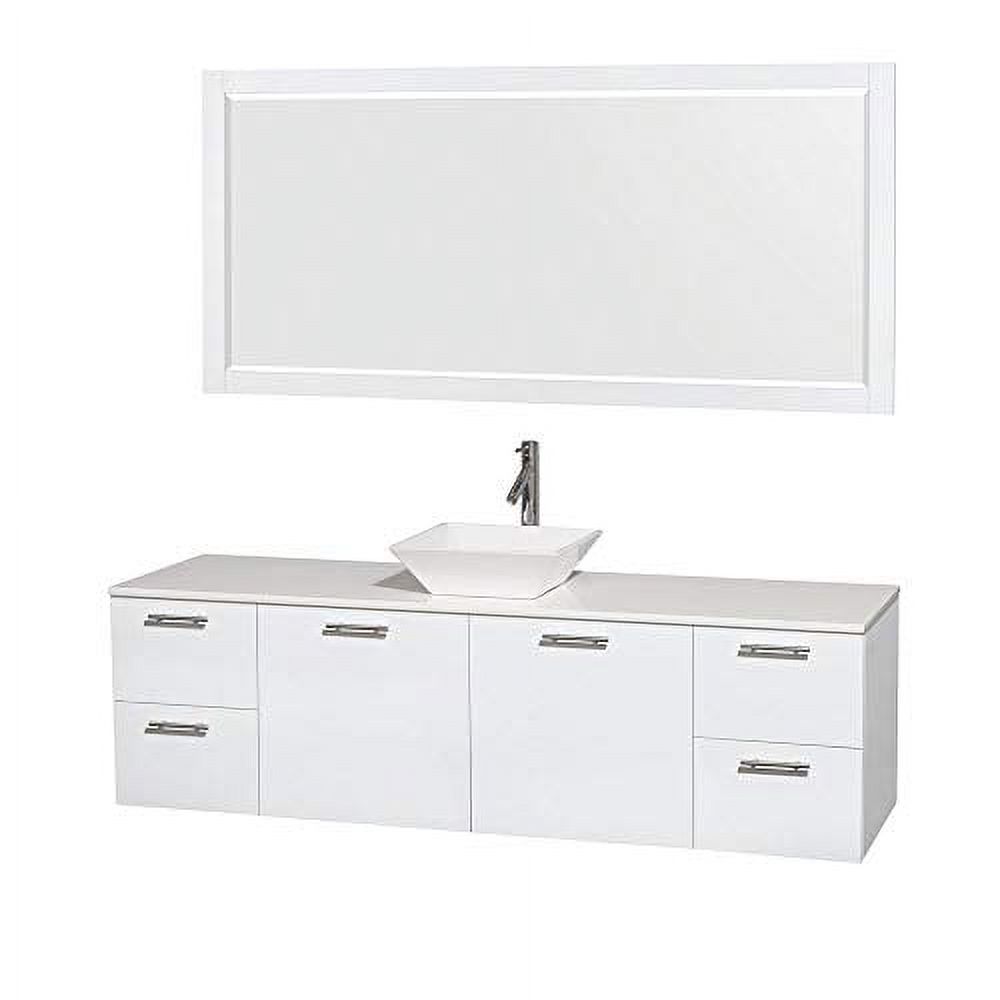 Wyndham Collection Amare 72" Single Bathroom Vanity in Glossy White ...