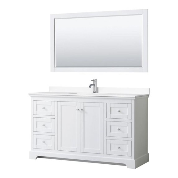 Wyndham Collection 60" Wood Single Bathroom Vanity in White/Chrome ...