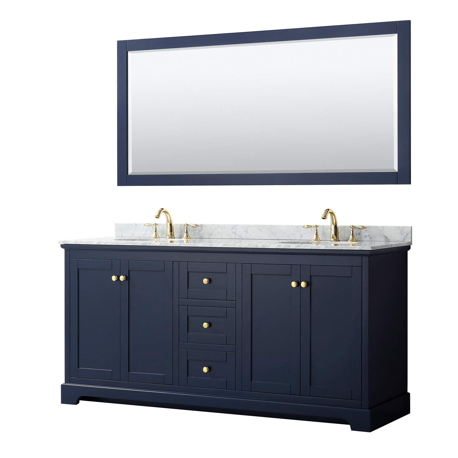Wyndham Collection 72" Oval Sinks Wood Double Bathroom Vanity in Blue ...