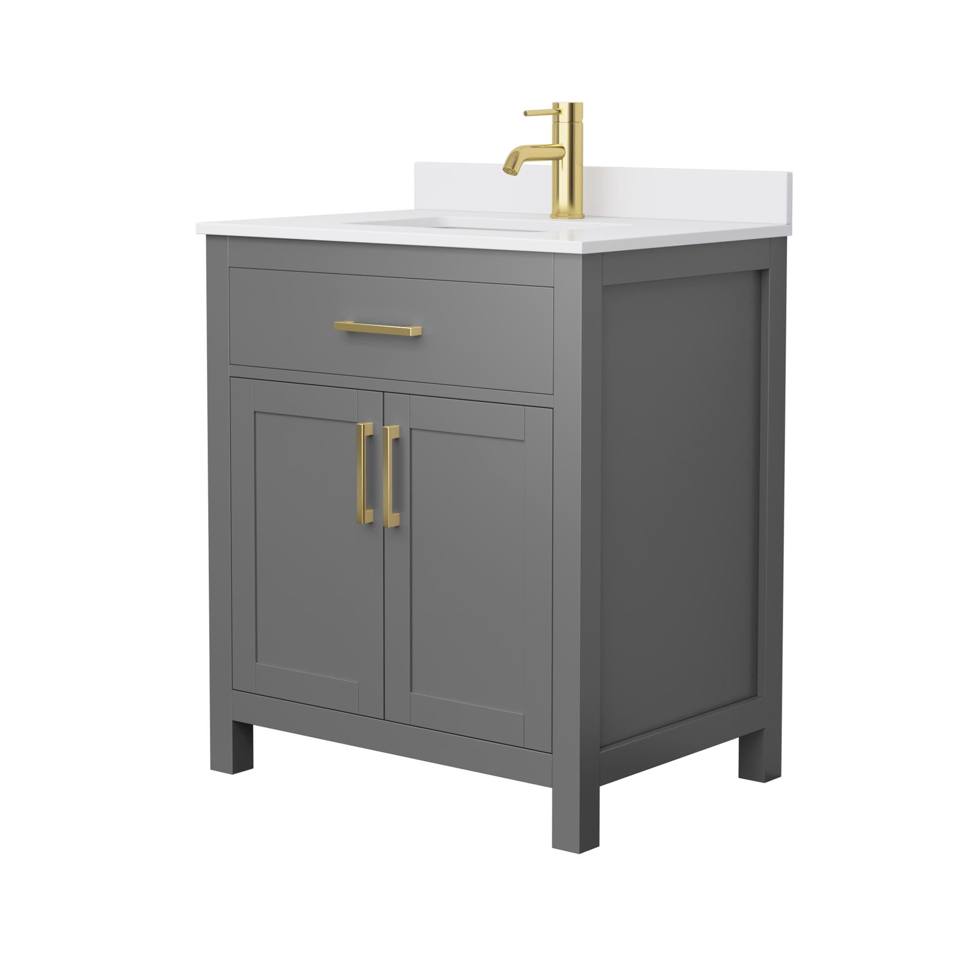 Wyndham Collection Beckett 30" Wood Single Bathroom Vanity in Gray/Gold ...