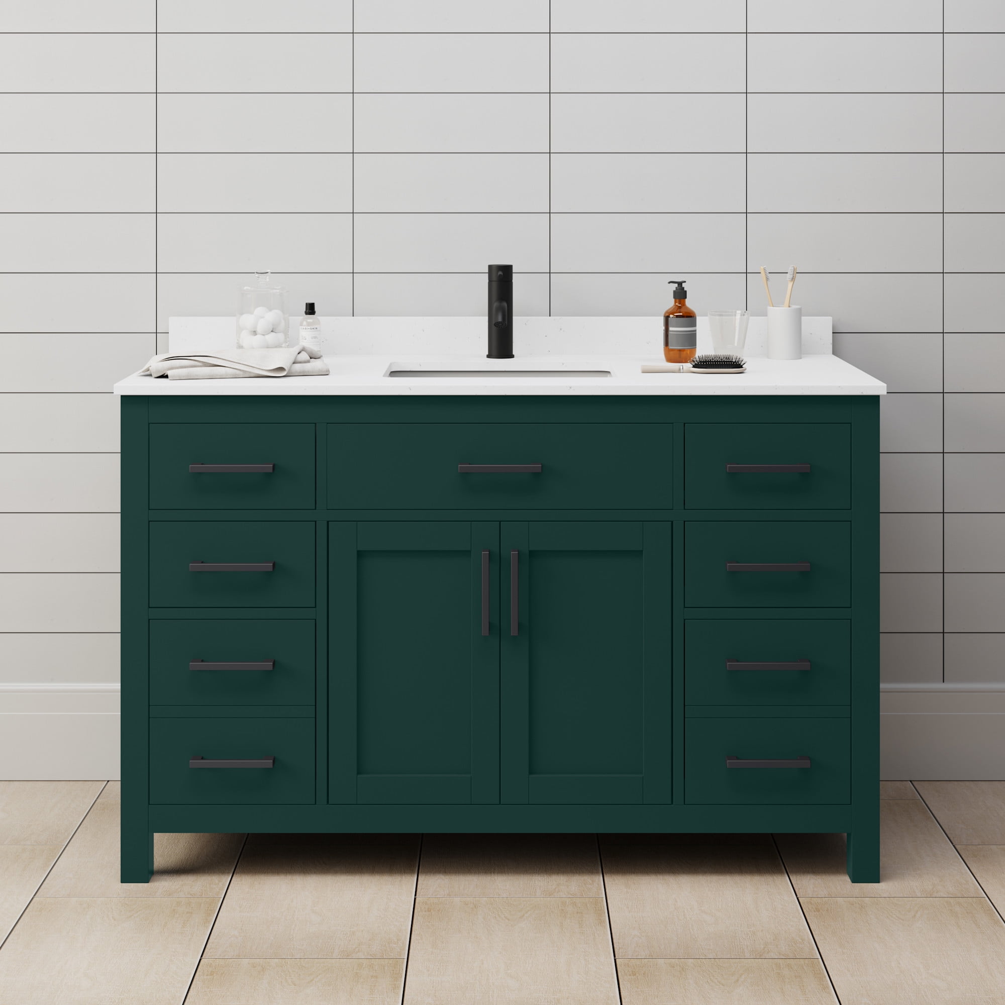 "Wyndham Collection Beckett 54"" Single Bathroom Vanity, Green/Matte ...