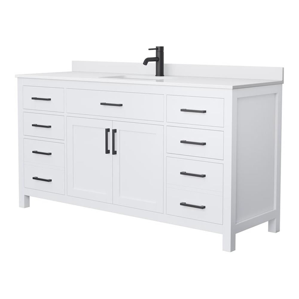 "Wyndham Collection Beckett 66"" Single Bathroom Vanity, White/Matte ...