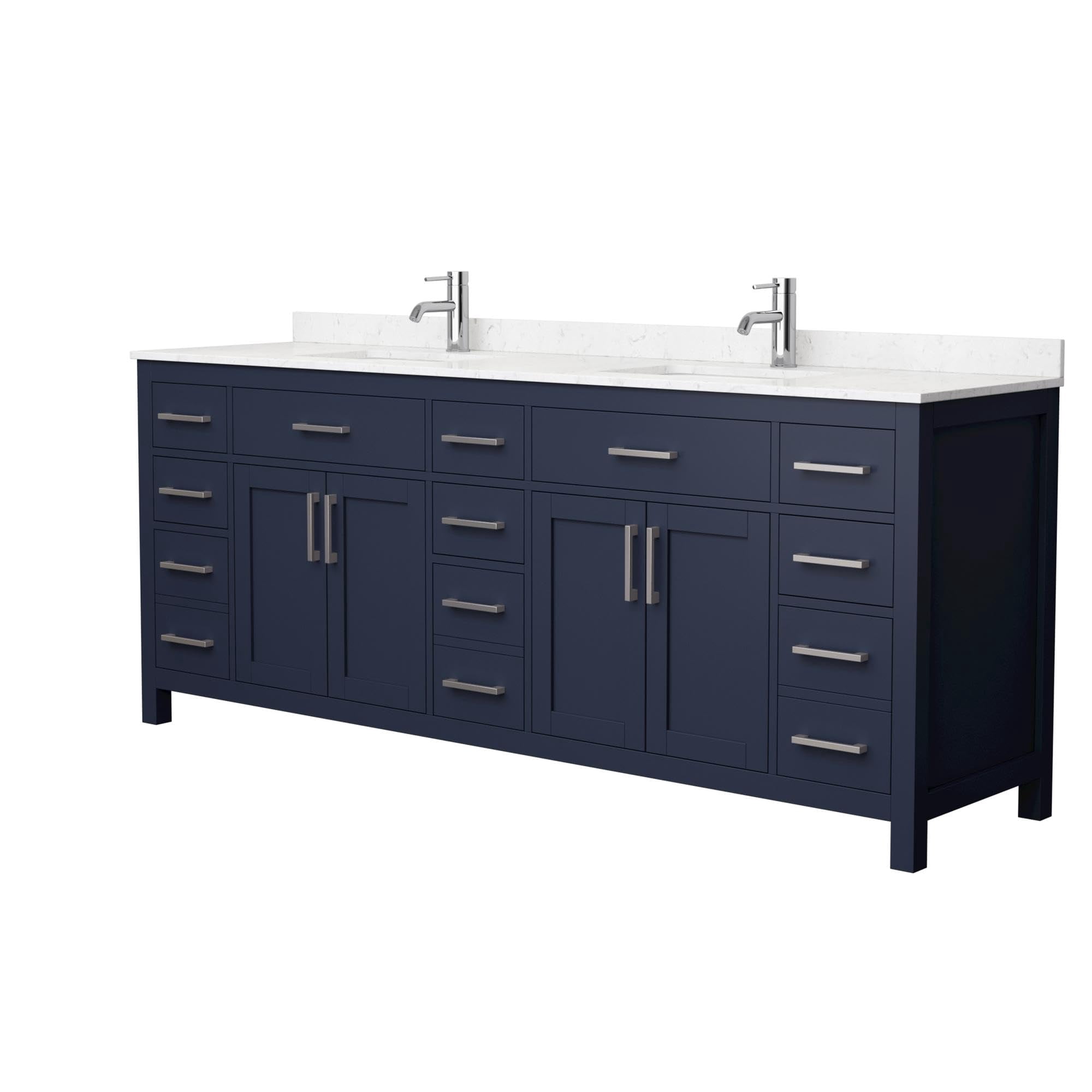 Wyndham Collection Beckett 84" Wood Double Bathroom Vanity in Dark Blue ...