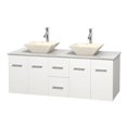Wyndham Collection Centra 60 inch Double Bathroom Vanity in Matte White ...